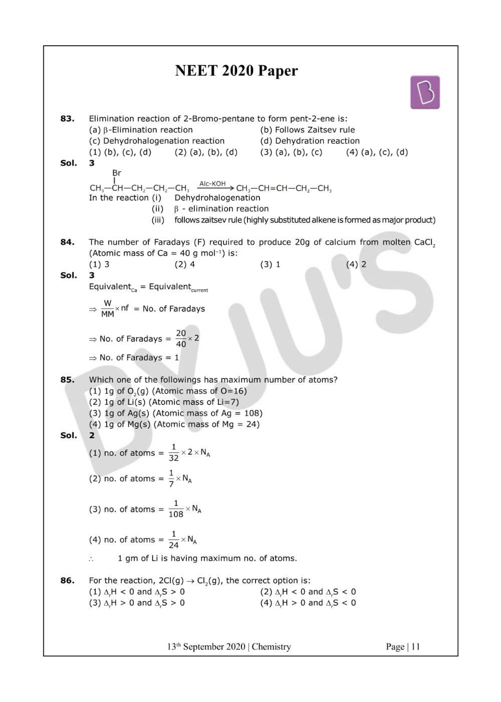 Neet 2020 Question Paper Chemistry Solved With Downloadable Pdf Www