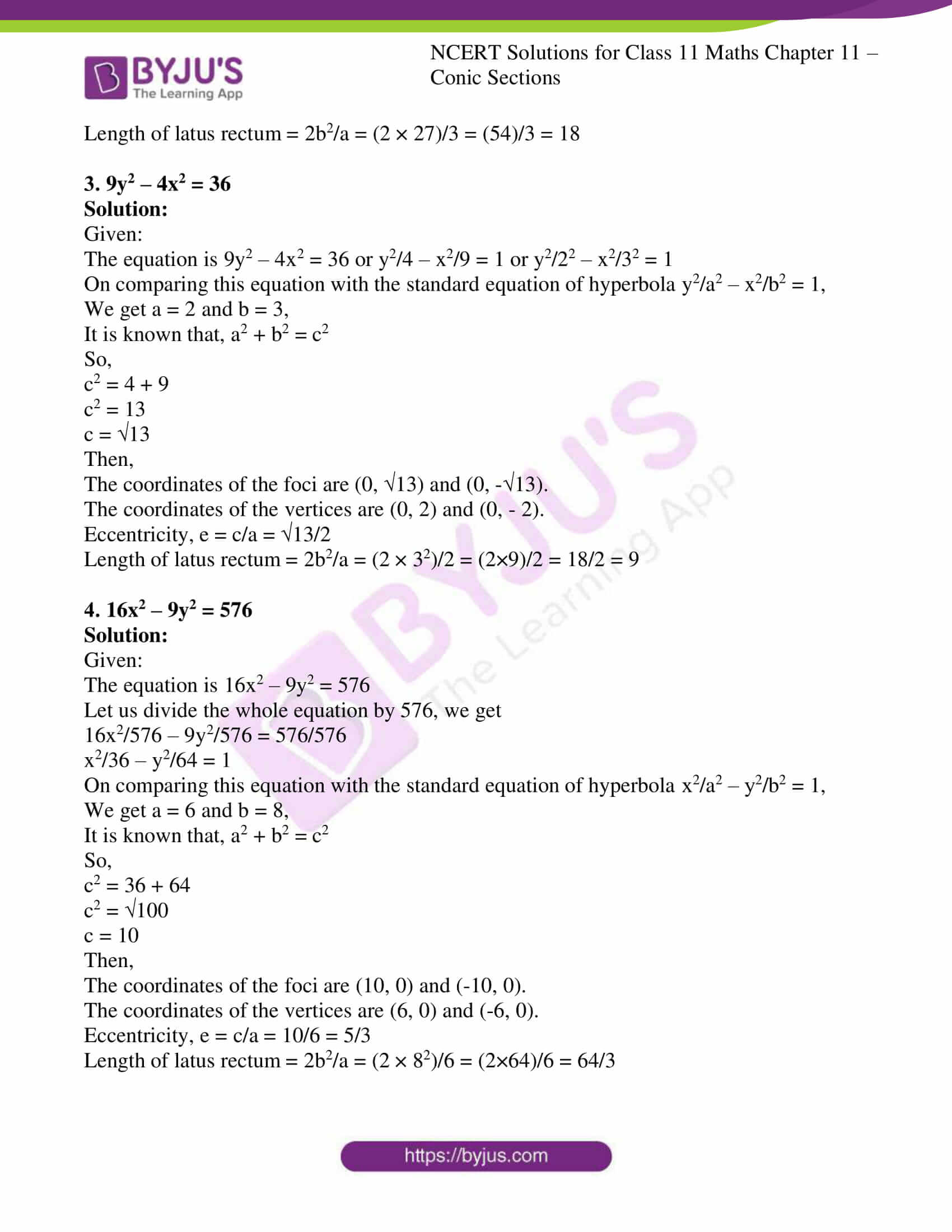 NCERT Solutions For Class 11 Maths Chapter 11 Conic Sections Ex 11 4 NCERT Solutions For Class 11 Maths Chapter 11 Conic Sections Ex 11 4
