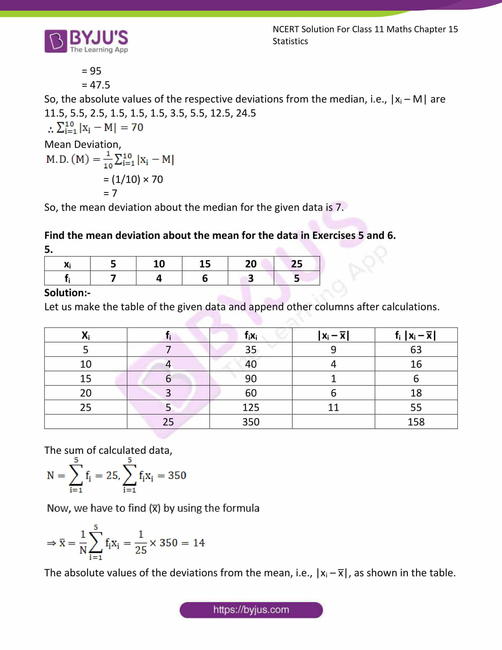 NCERT Solutions for Class 11 Maths Chapter 15 Statistics Ex 15.1