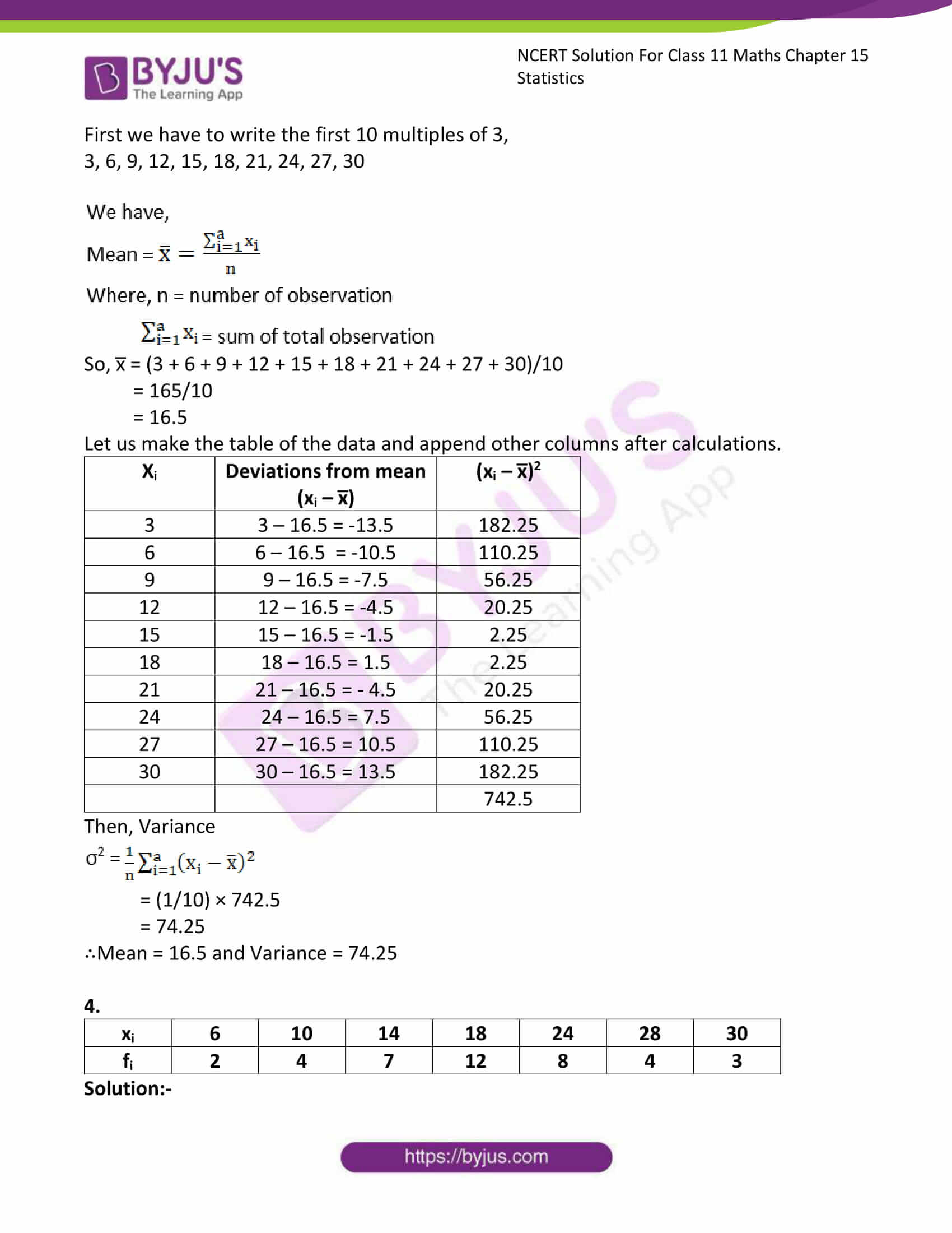 NCERT Solutions for Class 11 Maths Chapter 15 Statistics