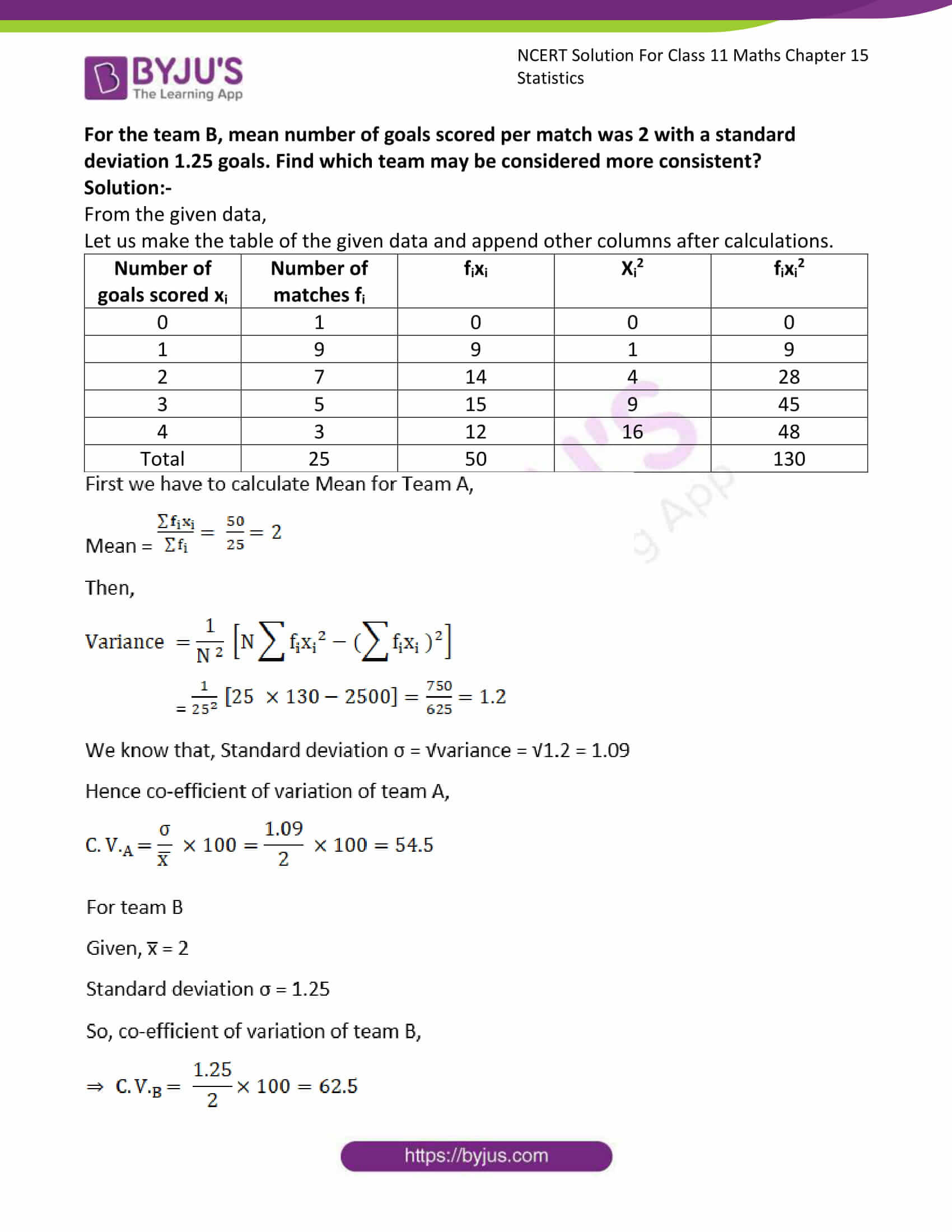 NCERT Solutions for Class 11 Maths Chapter 15 Statistics