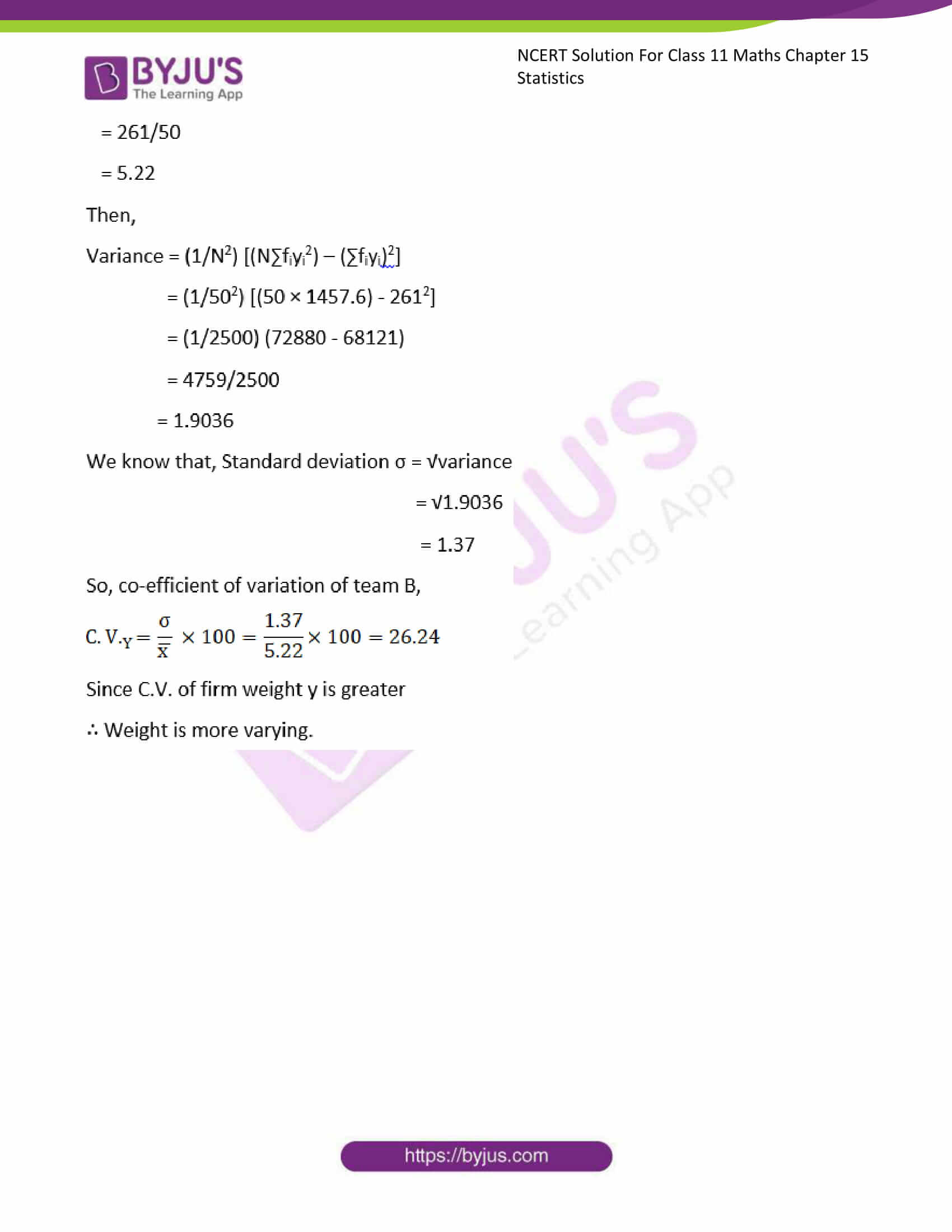 NCERT Solutions for Class 11 Maths Chapter 15 Statistics