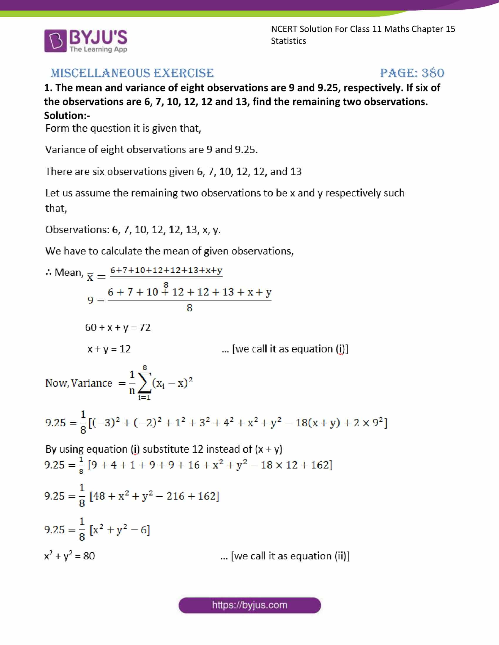 NCERT Solutions for Class 11 Maths Miscellaneous Exercise Chapter 15 ...