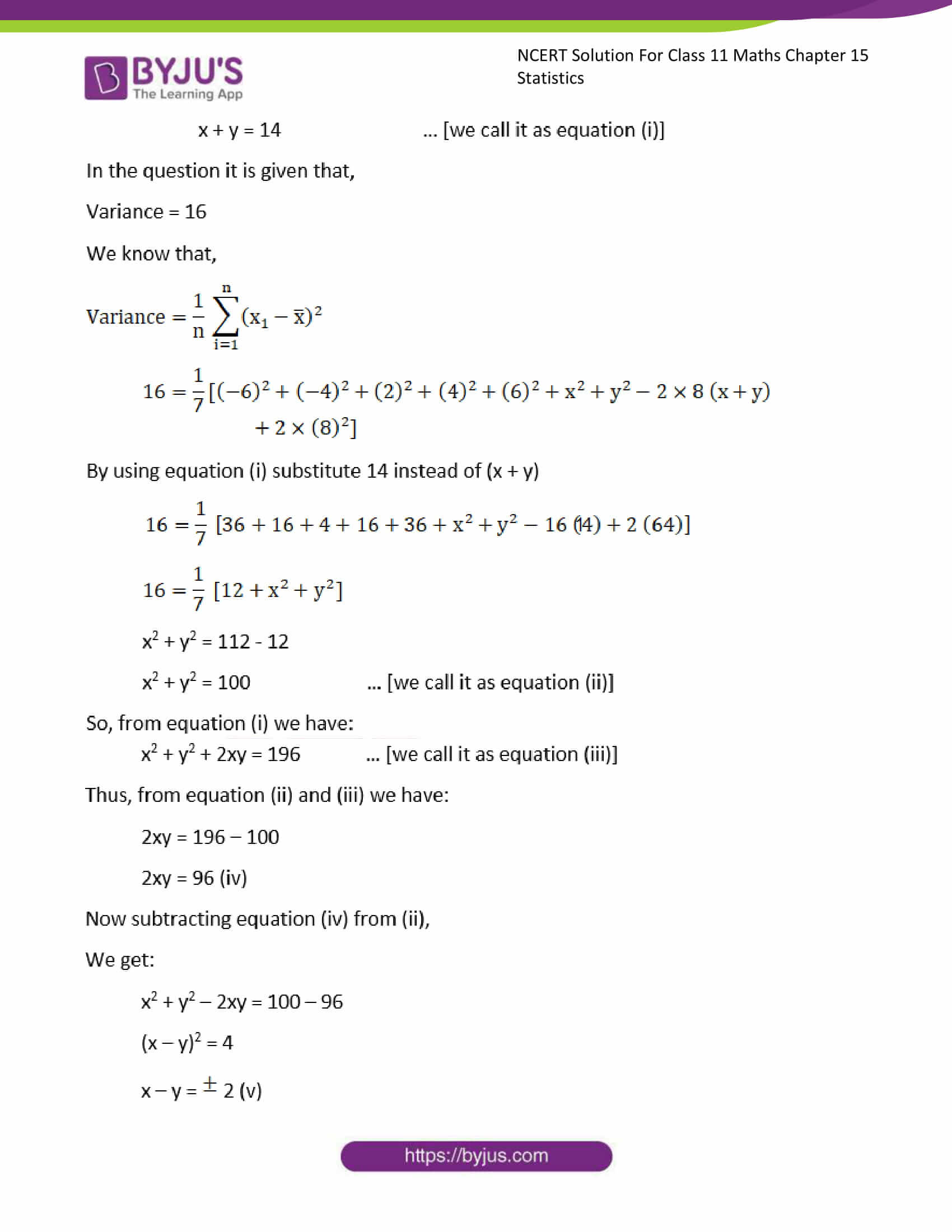 NCERT Solutions for Class 11 Maths Chapter 15 Statistics