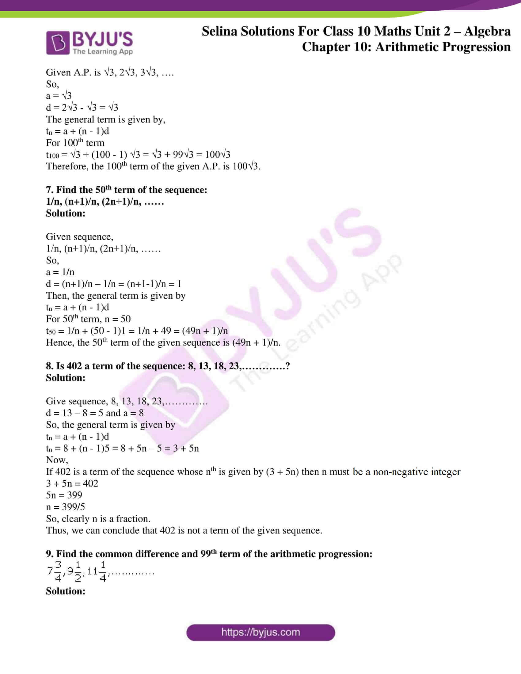 Selina Solutions Concise Mathematics Class 10 Chapter 10 Arithmetic Selina Solutions Concise Mathematics Class 10 Chapter 10 Arithmetic
