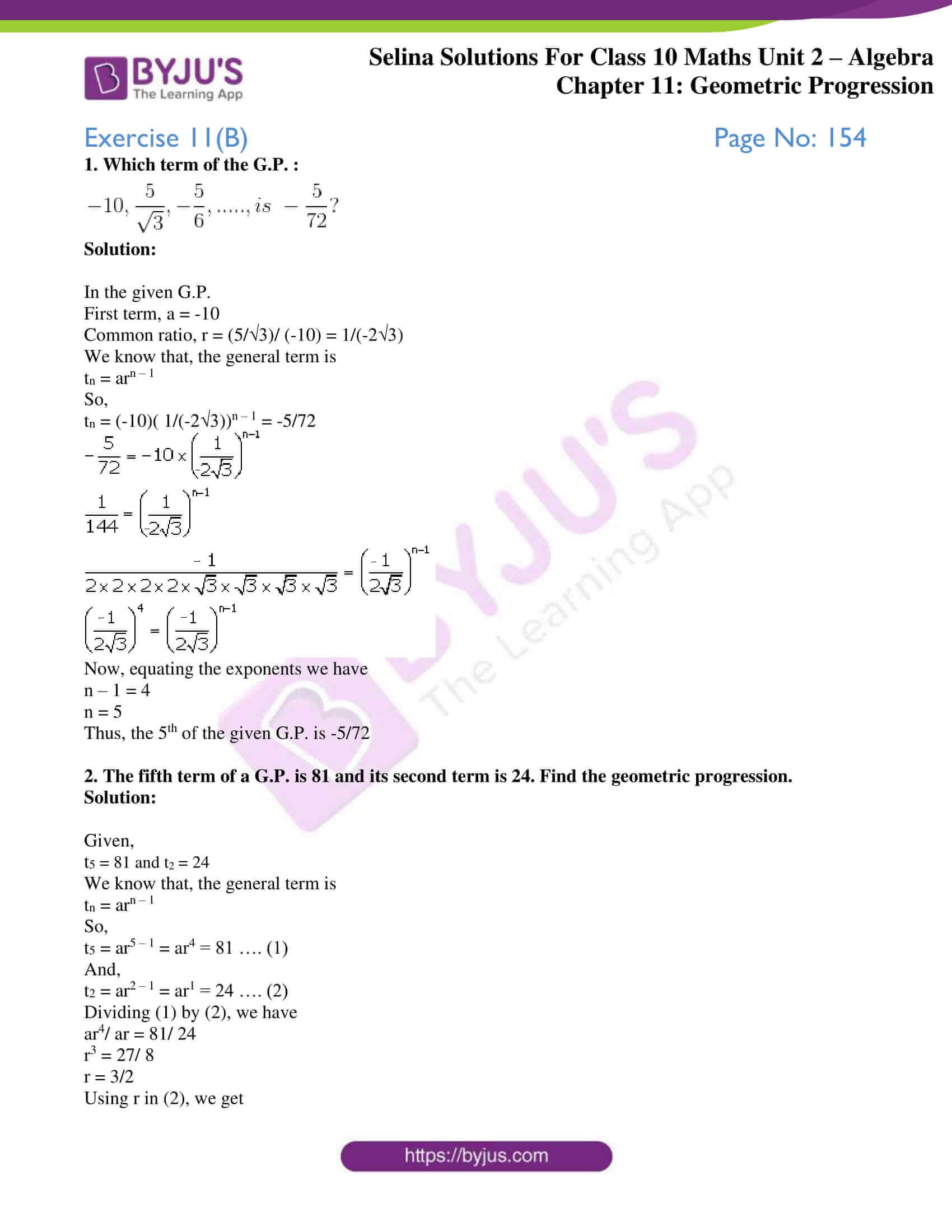 Selina Solutions Concise Mathematics Class 10 Chapter 11 Geometric Selina Solutions Concise Mathematics Class 10 Chapter 11 Geometric