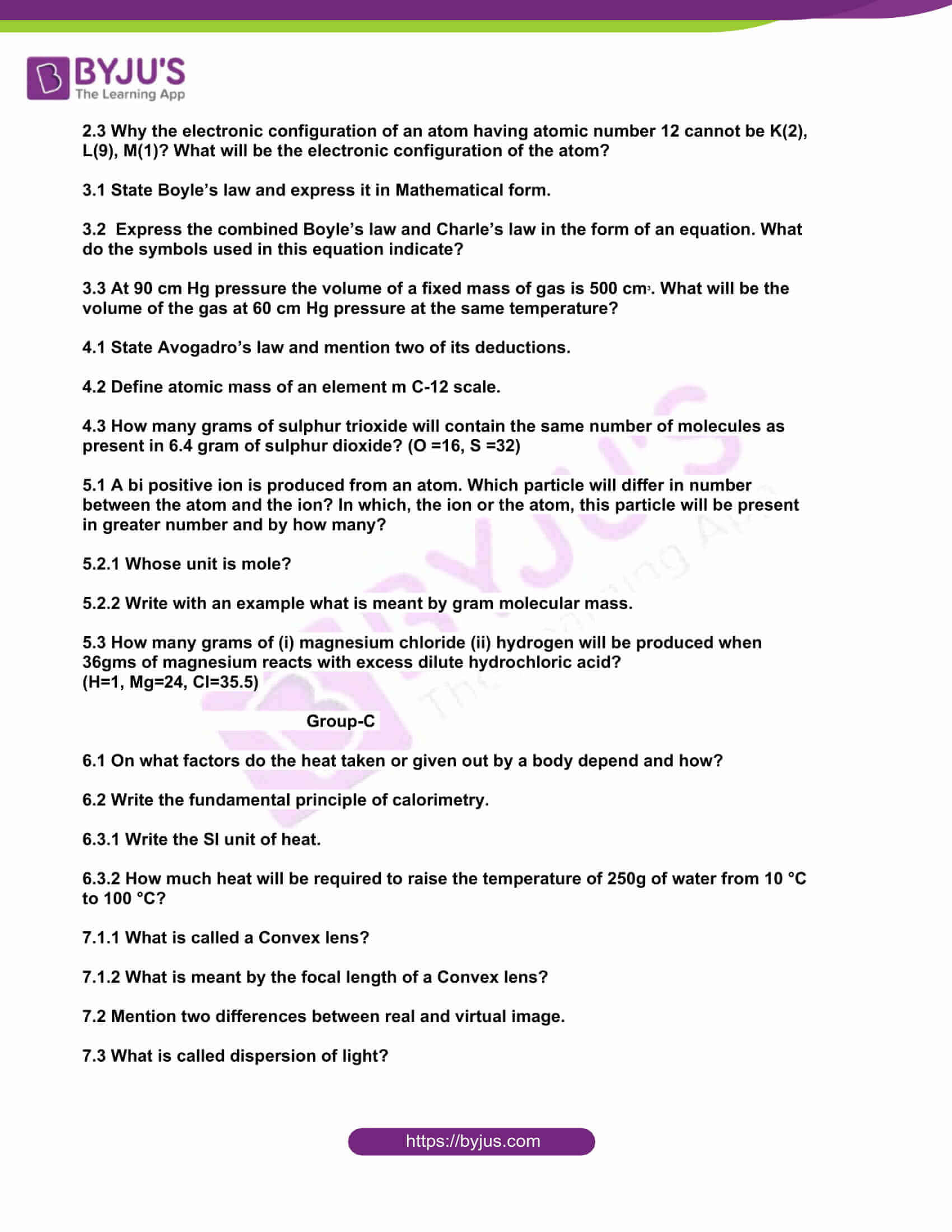 West Bengal Madhyamik Board Class 10 Physical Science 2015 Question