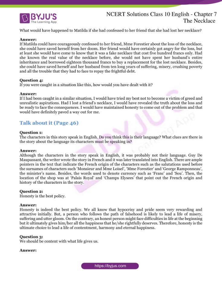 NCERT Solutions For Class 10 English Supplementary Chapter 7 - Download ...
