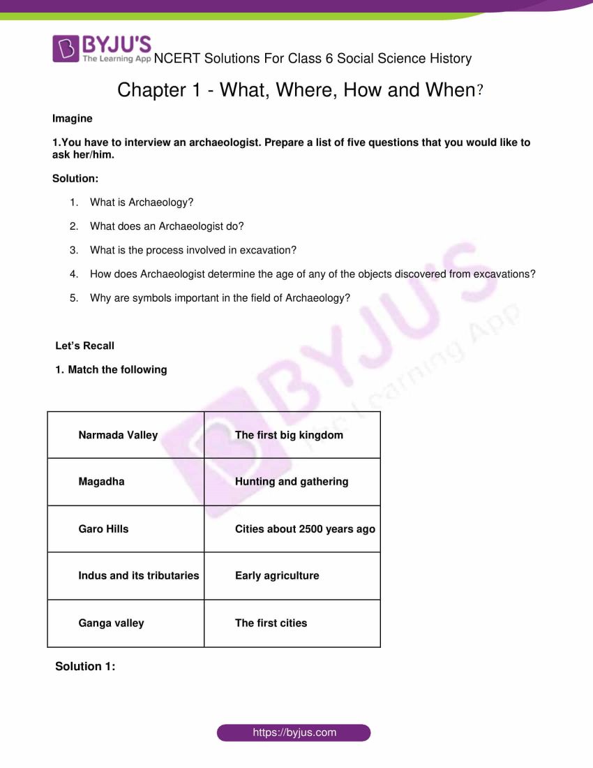 Ncert Solutions Class 6 Social Science History Chapter 1 What Where How 