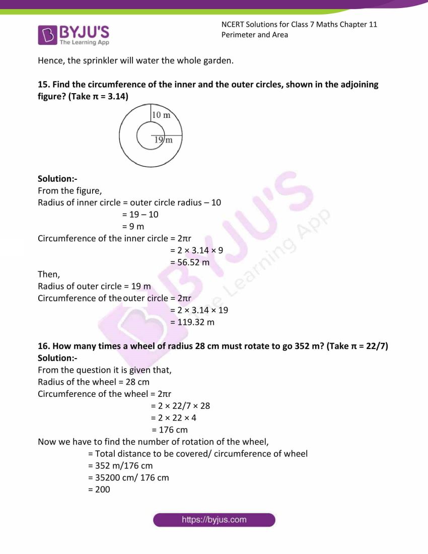 NCERT Solutions for Class 7 Maths Chapter 11 Perimeter and Area ...