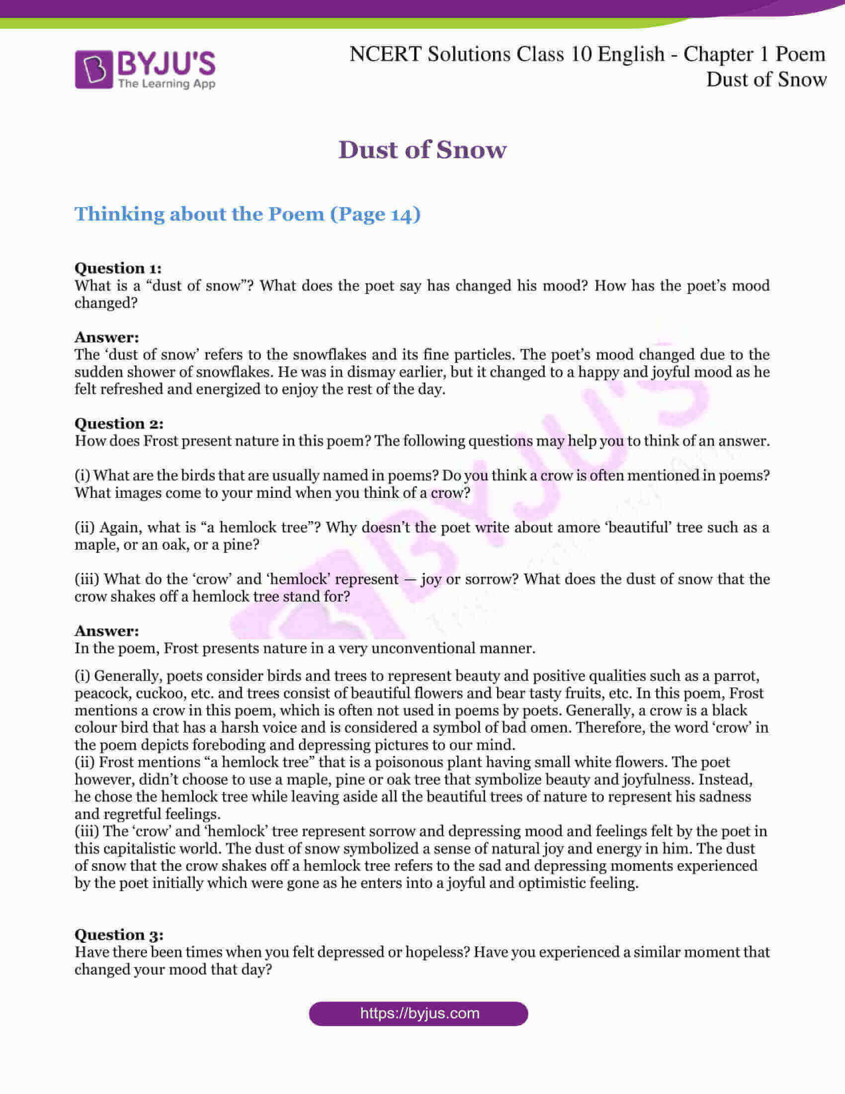 NCERT Solutions For Class 10 English First Flight Chapter 1 A Letter To