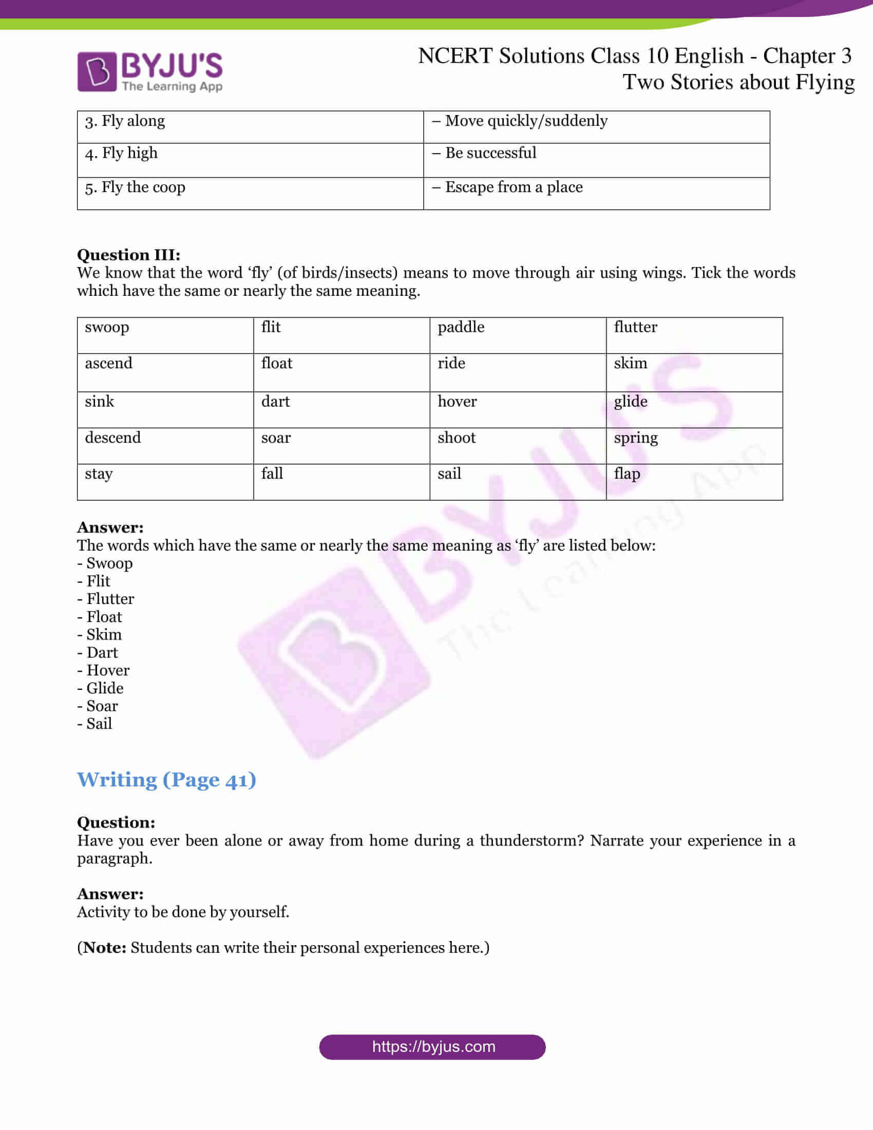NCERT Solutions for Class 10 English Chapter 3