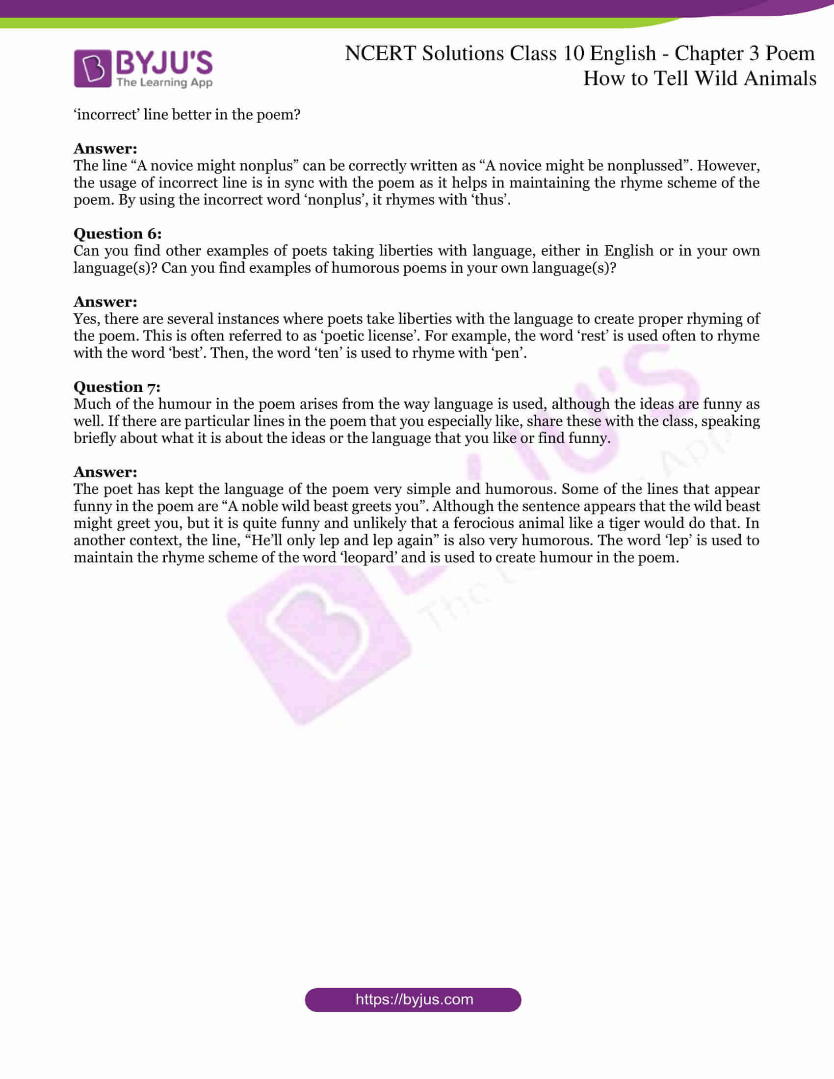 NCERT Solutions for Class 10 English Chapter 3