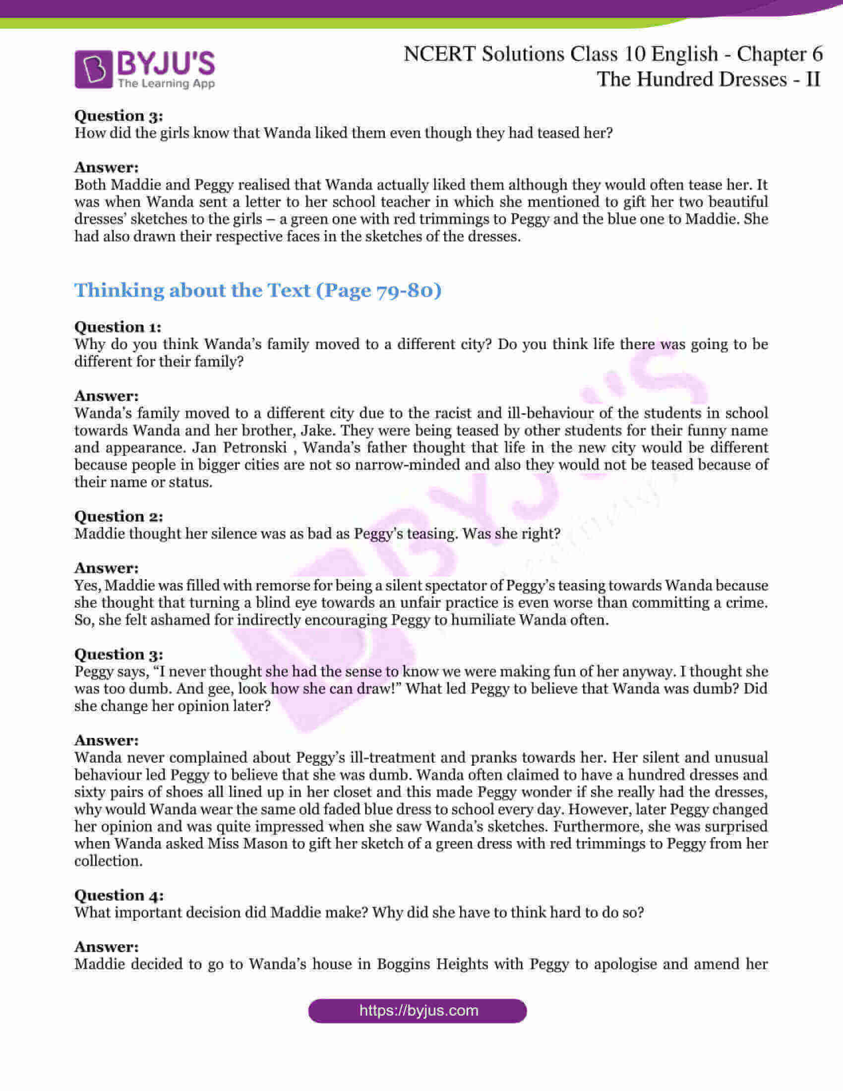 NCERT Solutions For Class 10 English First Flight Chapter 6 The Hundred ...