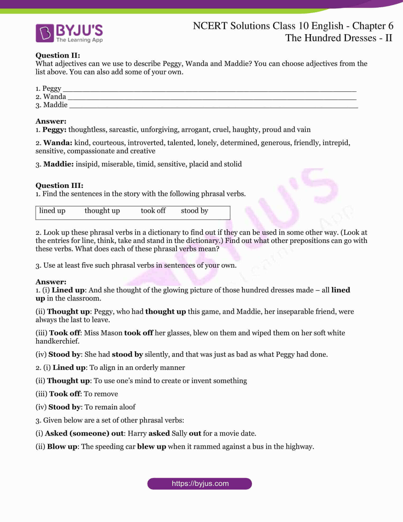 NCERT Solutions For Class 10 English First Flight Chapter 6 The Hundred ...
