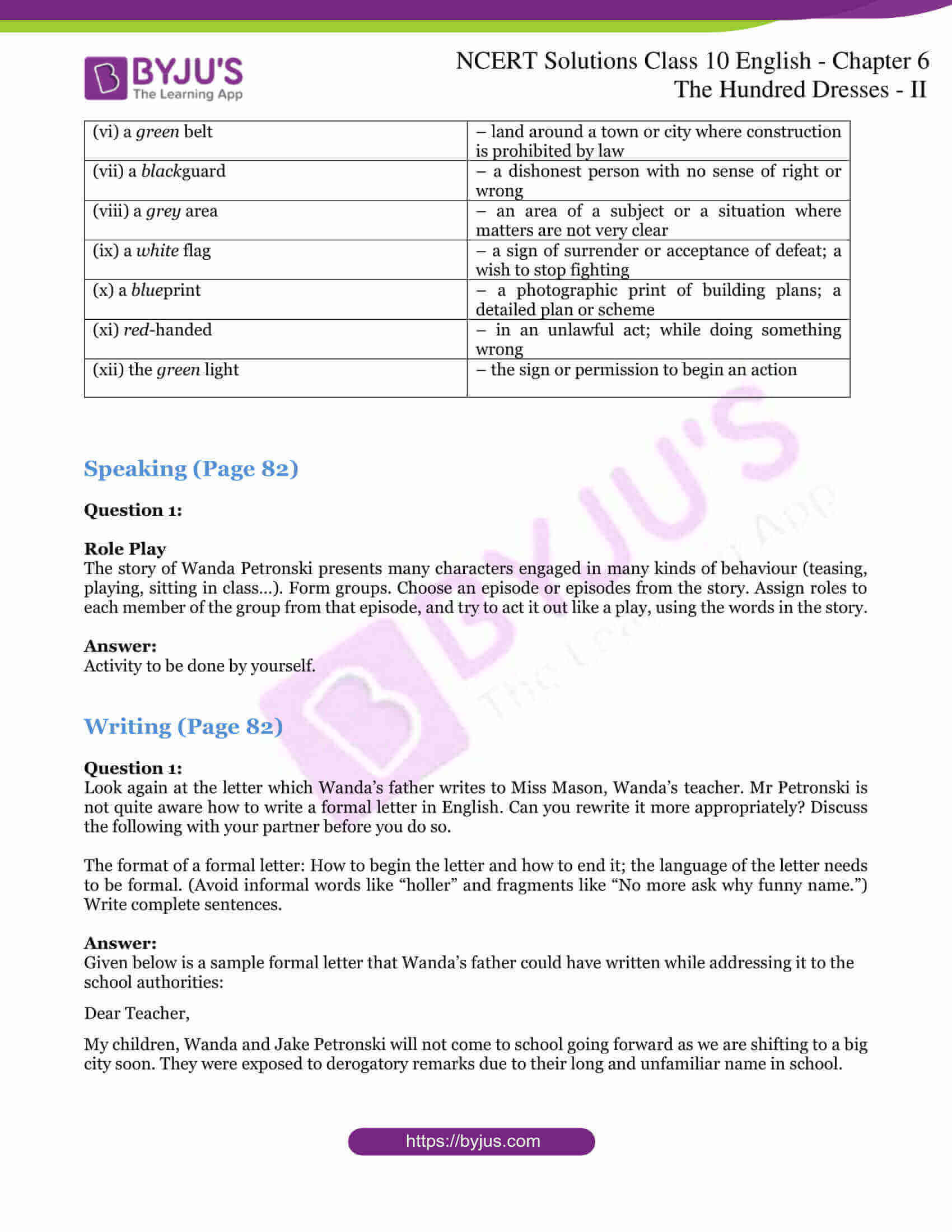 NCERT Solutions For Class 10 English First Flight Chapter 6 The Hundred ...