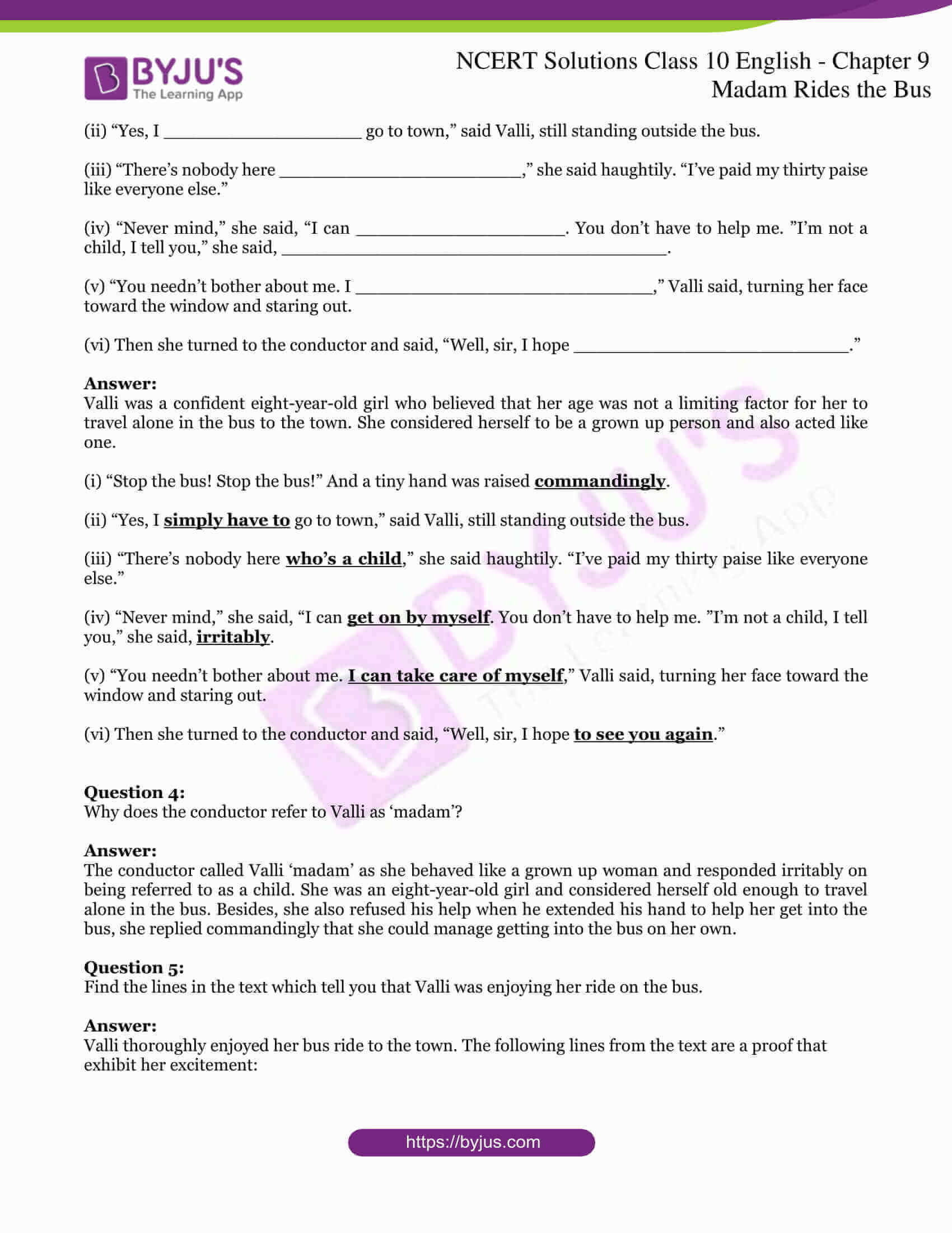 NCERT Solutions for Class 10 English Chapter 9