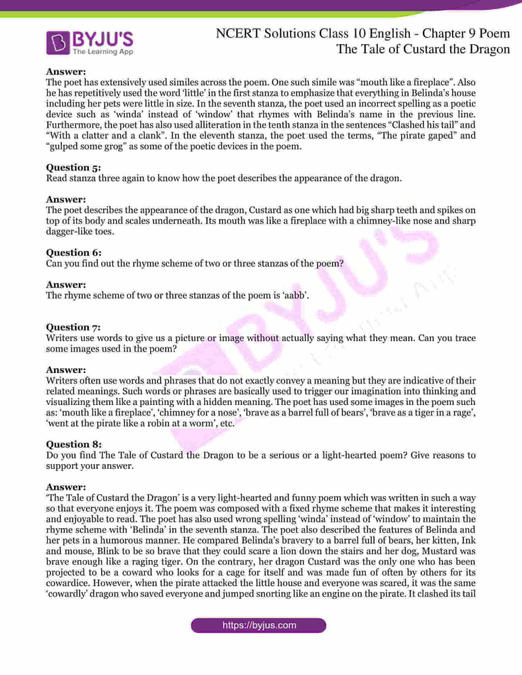 NCERT Solutions for Class 10 English Chapter 9
