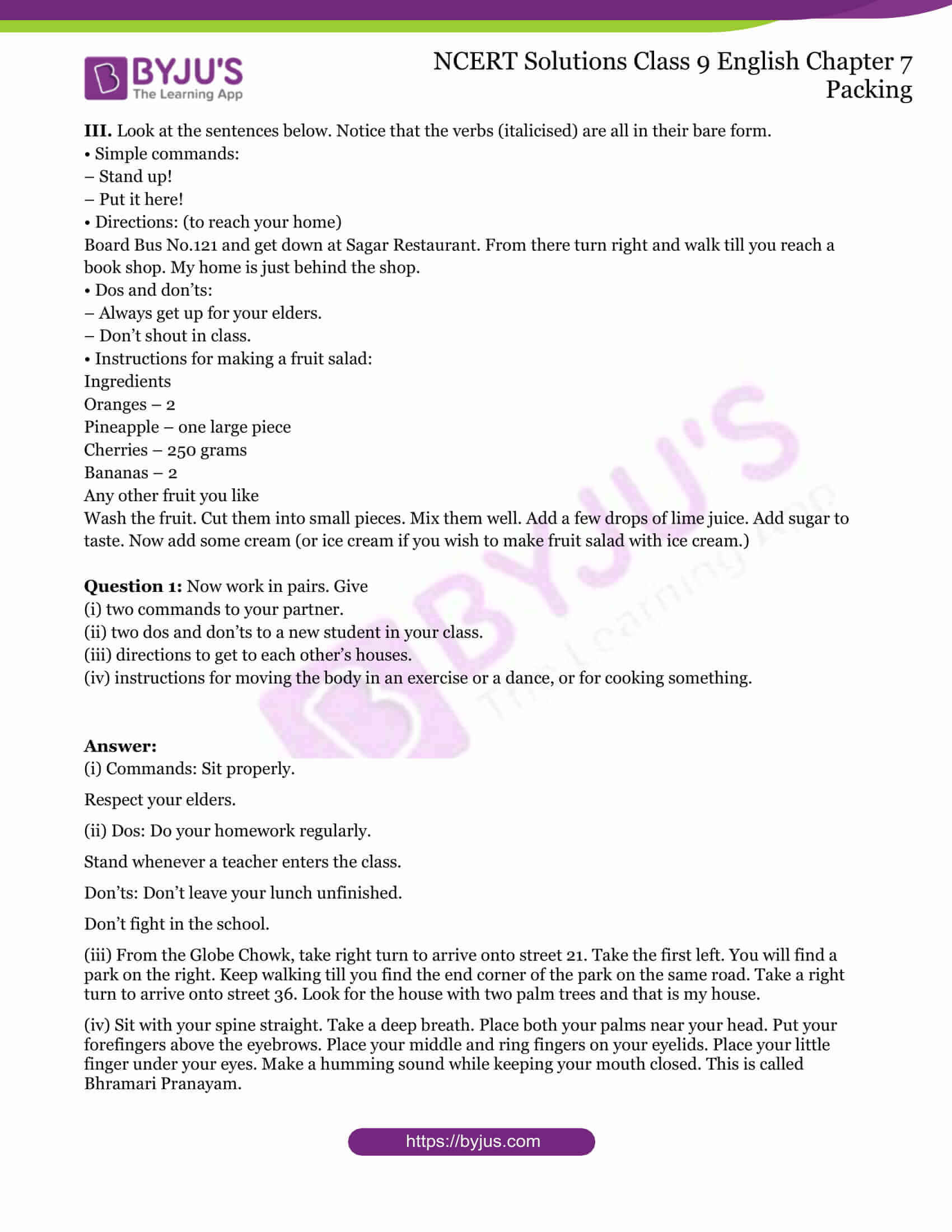 NCERT Solutions For Class 9 English Beehive Chapter 7 Packing And Poem NCERT Solutions For Class 9 English Beehive Chapter 7 Packing And Poem