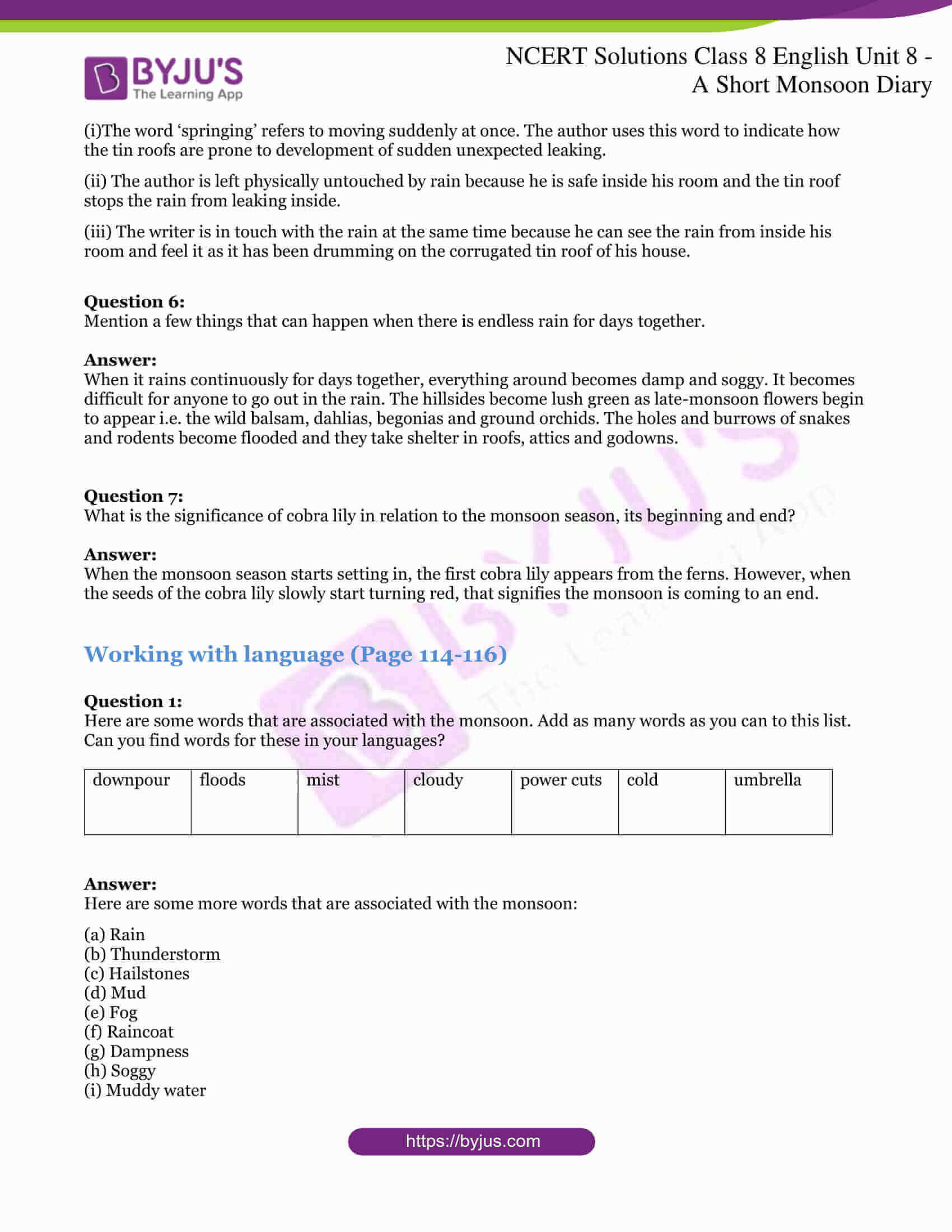 ncert solutions march23 class 8 english unit 8 a short monsoon diary 4