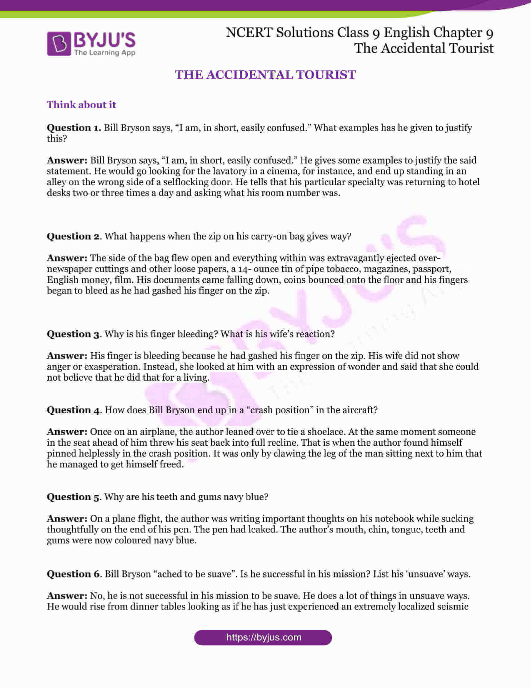 NCERT Solutions For Class 9 English Moments Chapter 9 The Accidental