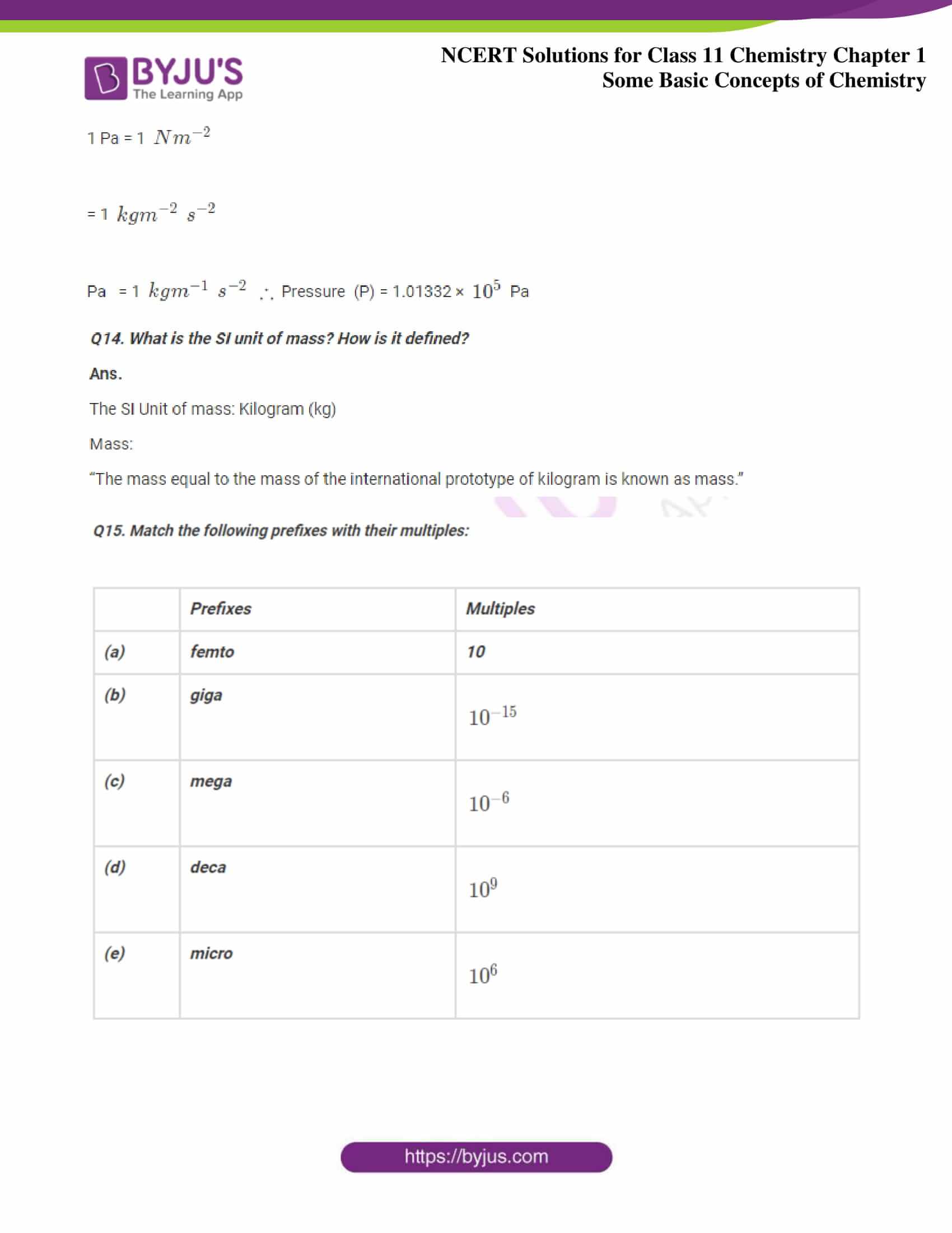 NCERT Solutions for Class 11 Chemistry Chapter 1 Some Basic Concepts of ...