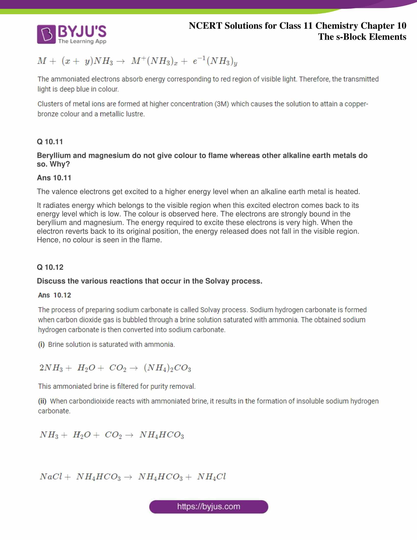 NCERT Solutions Class 11 Chemistry Chapter 10 The S Block Elements Free ...