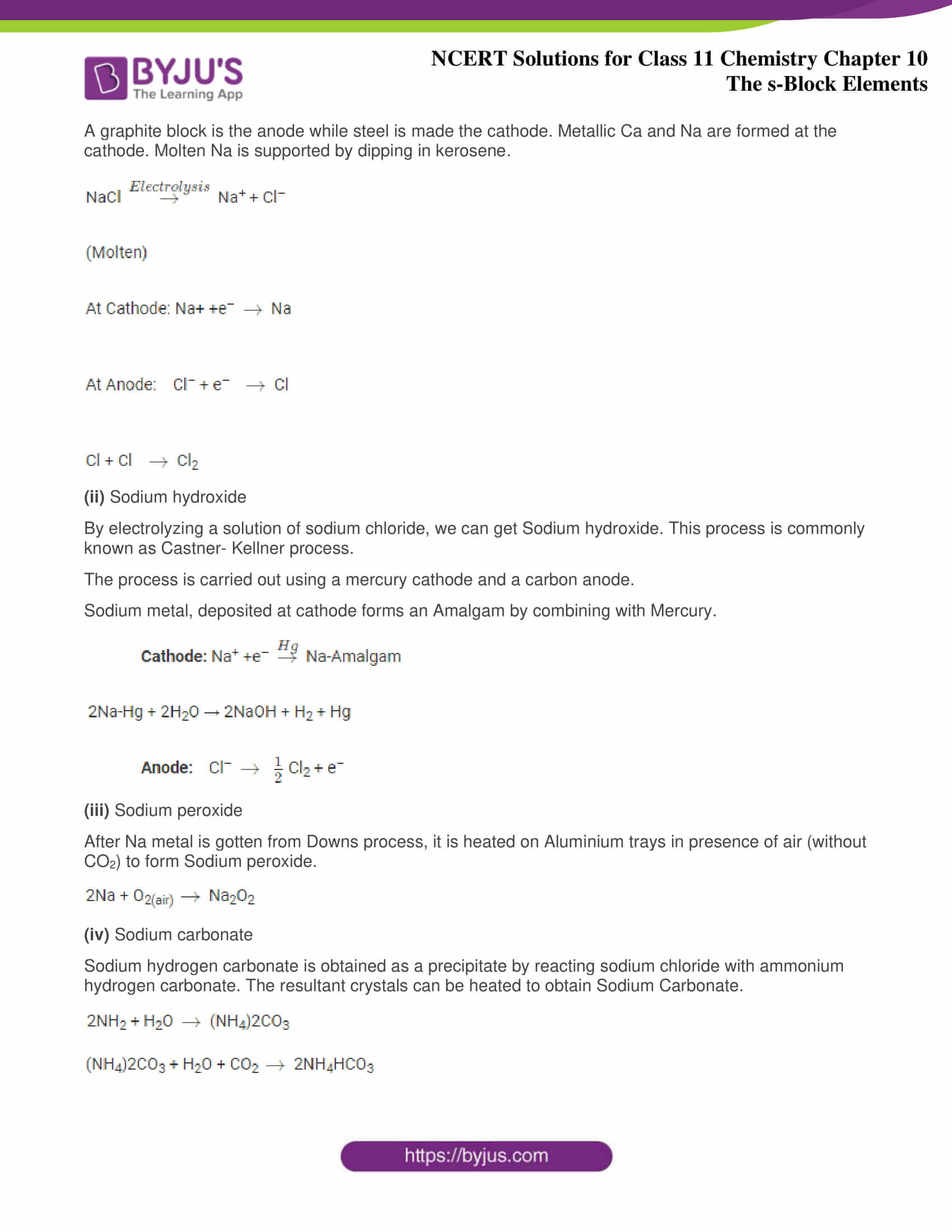 NCERT Solutions Class 11 Chemistry Chapter 10 The S Block Elements Free ...