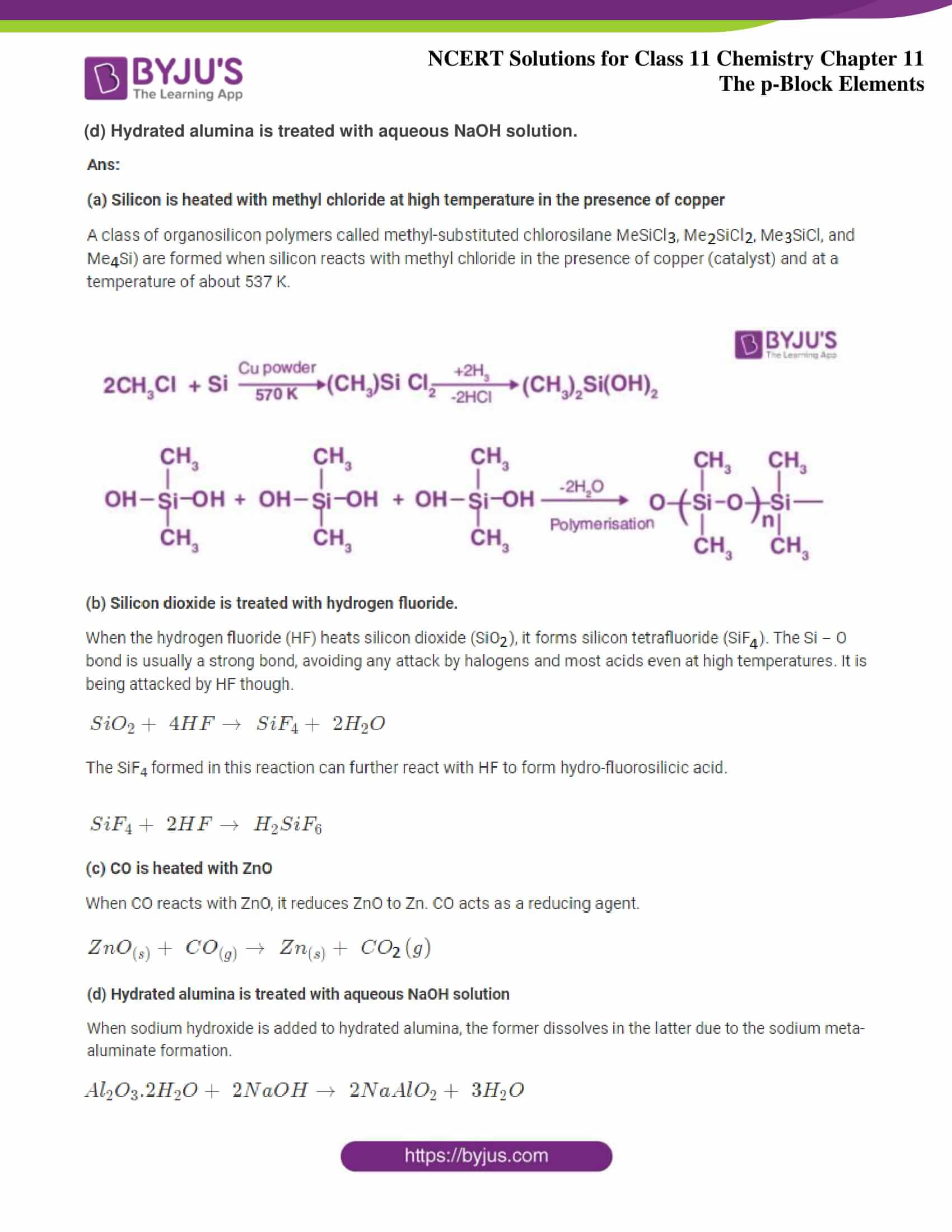 NCERT Solutions for Class 11 Chemistry Chapter 11 - 2021