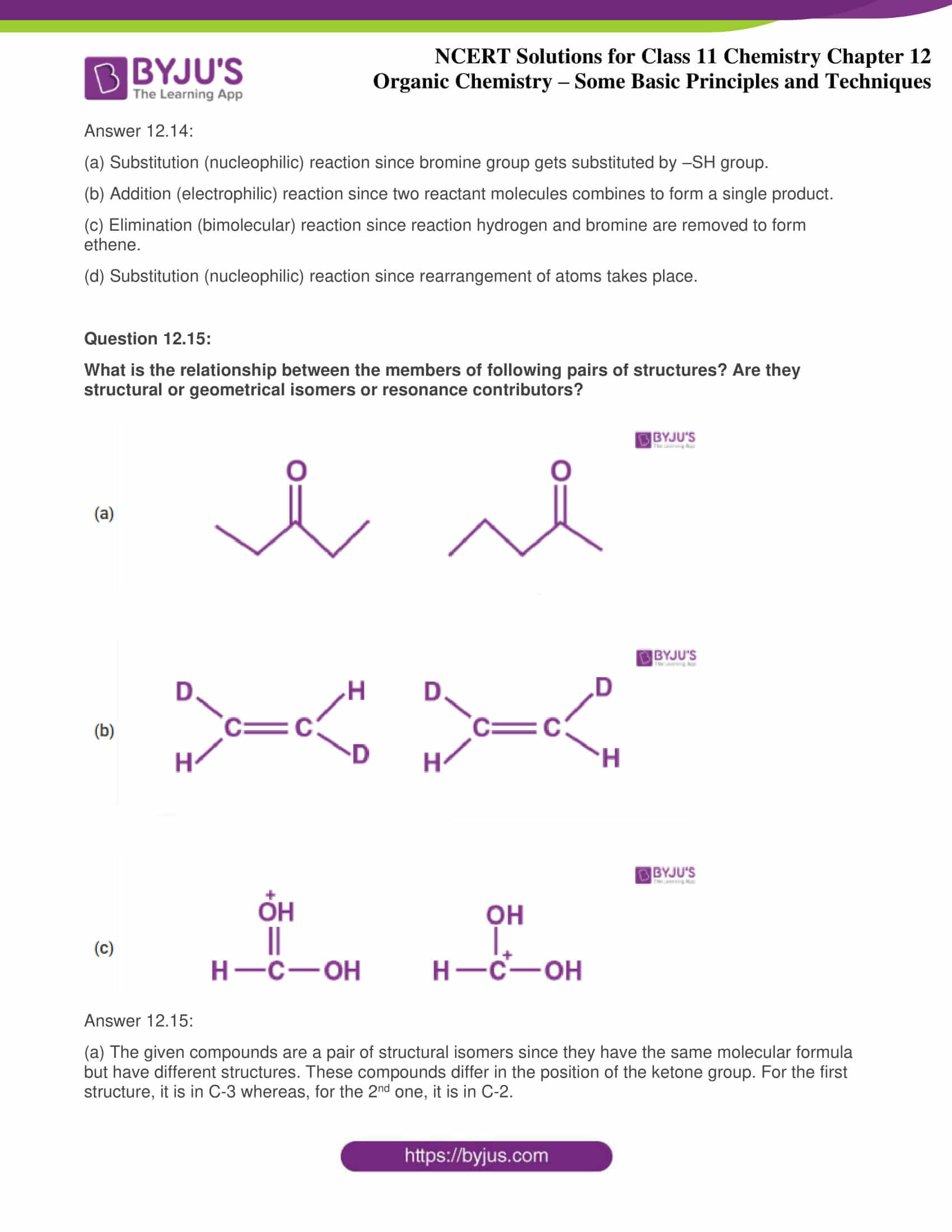 NCERT Solutions for Class 11 Chemistry Chapter 12 Organic Chemistry Some Basic Principles and ...