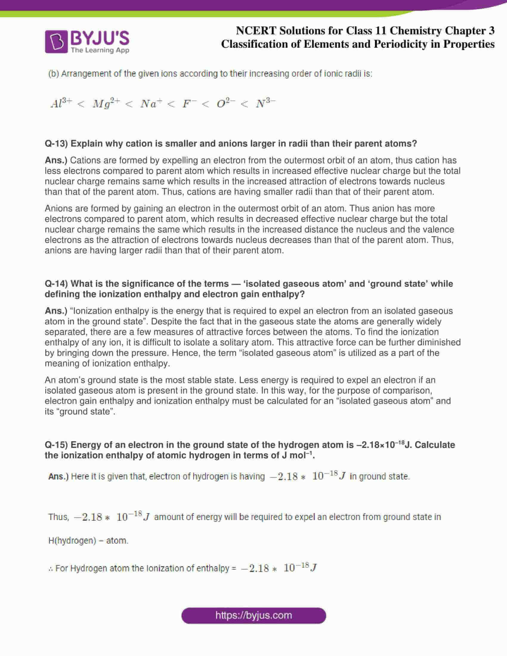 NCERT Solutions for Class 11 Chemistry Chapter 3 Classification of ...