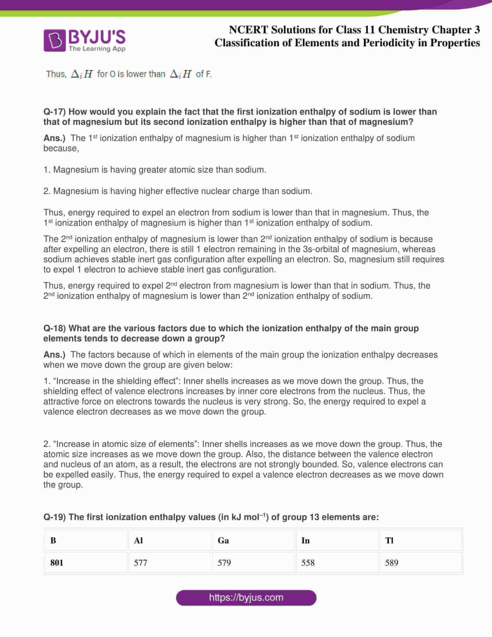 NCERT Solutions for Class 11 Chemistry Chapter 3 Classification of ...