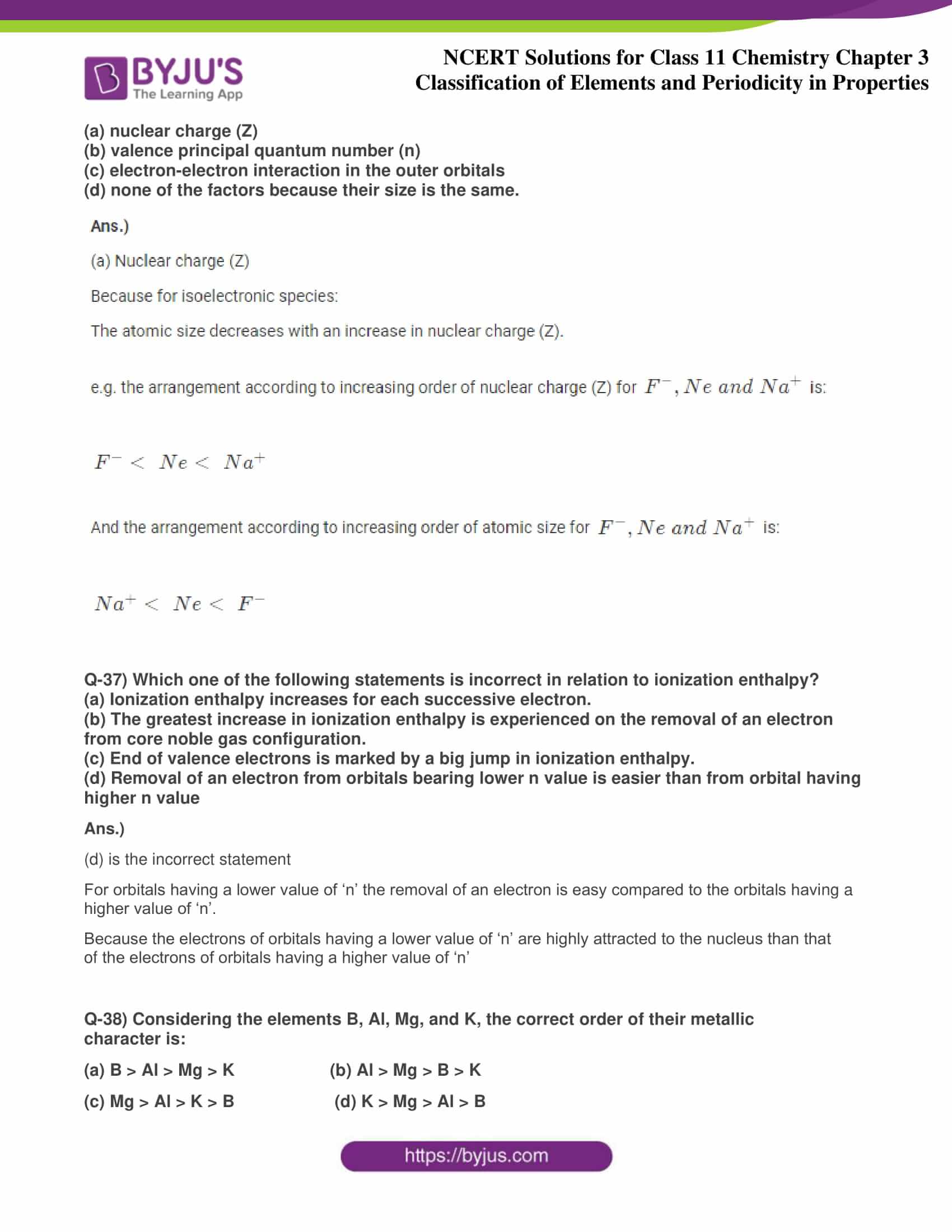 NCERT Solutions for Class 11 Chemistry Chapter 3 Classification of ...
