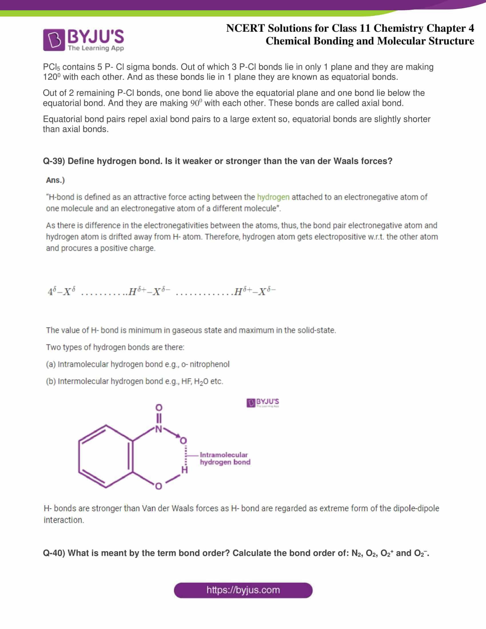 NCERT Solutions For Class 11 Chemistry Chapter 4 Chemical Bonding And NCERT Solutions For Class 11 Chemistry Chapter 4 Chemical Bonding And