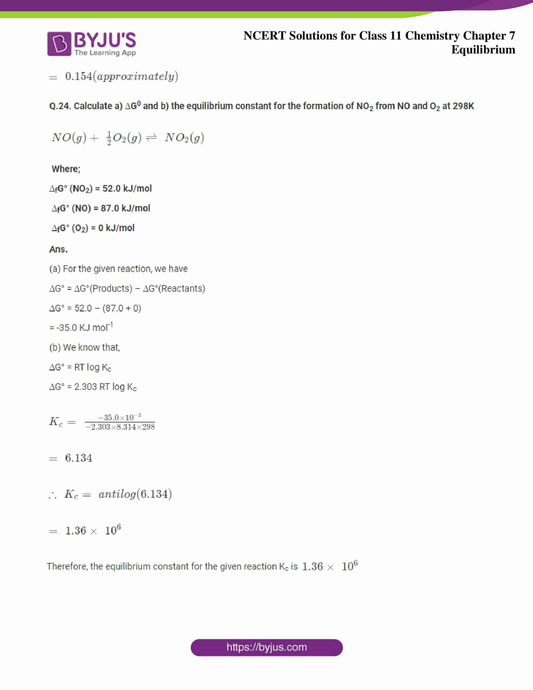 NCERT Solutions for Class 11 Chemistry Chapter 7 Equilibrium