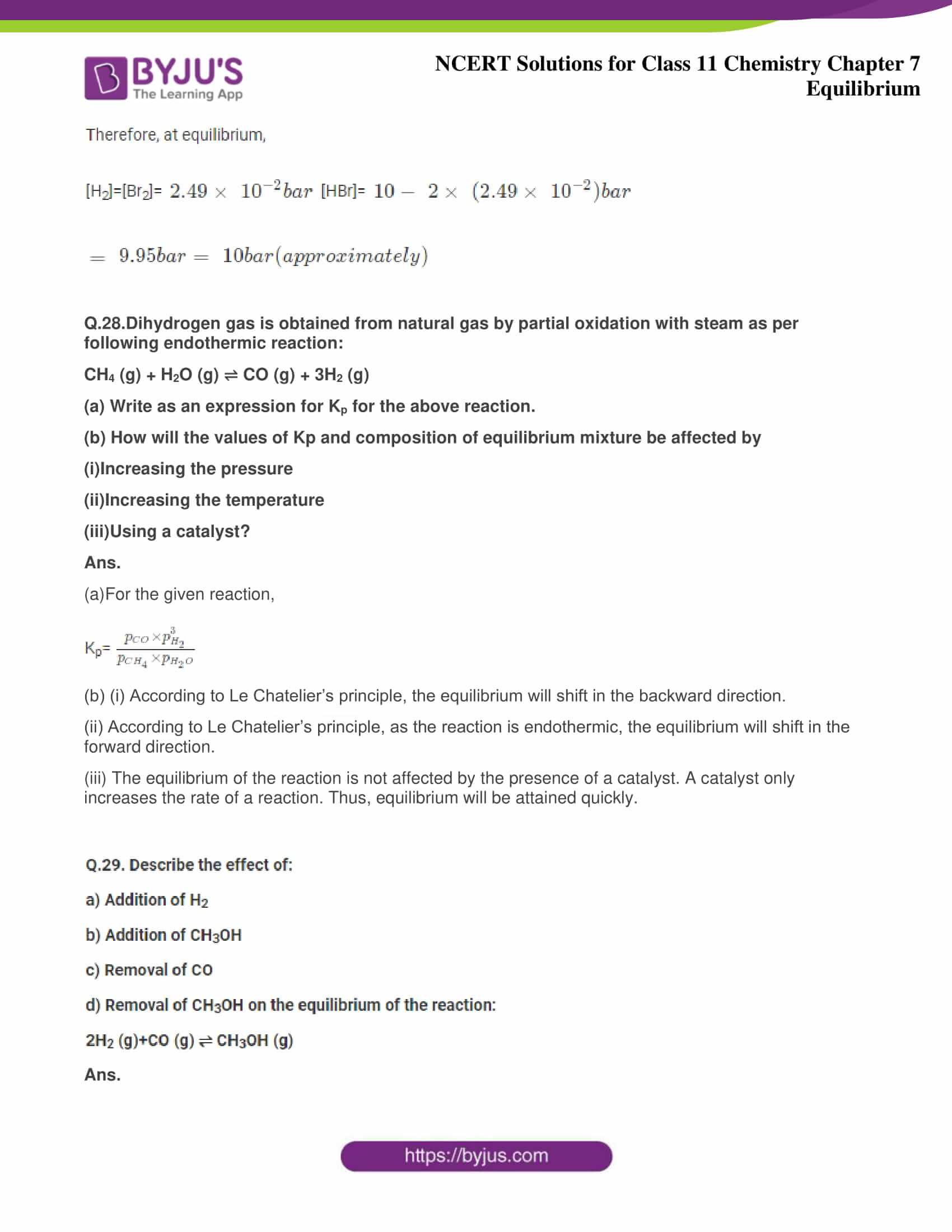 NCERT Solutions for Class 11 Chemistry Chapter 7 Equilibrium