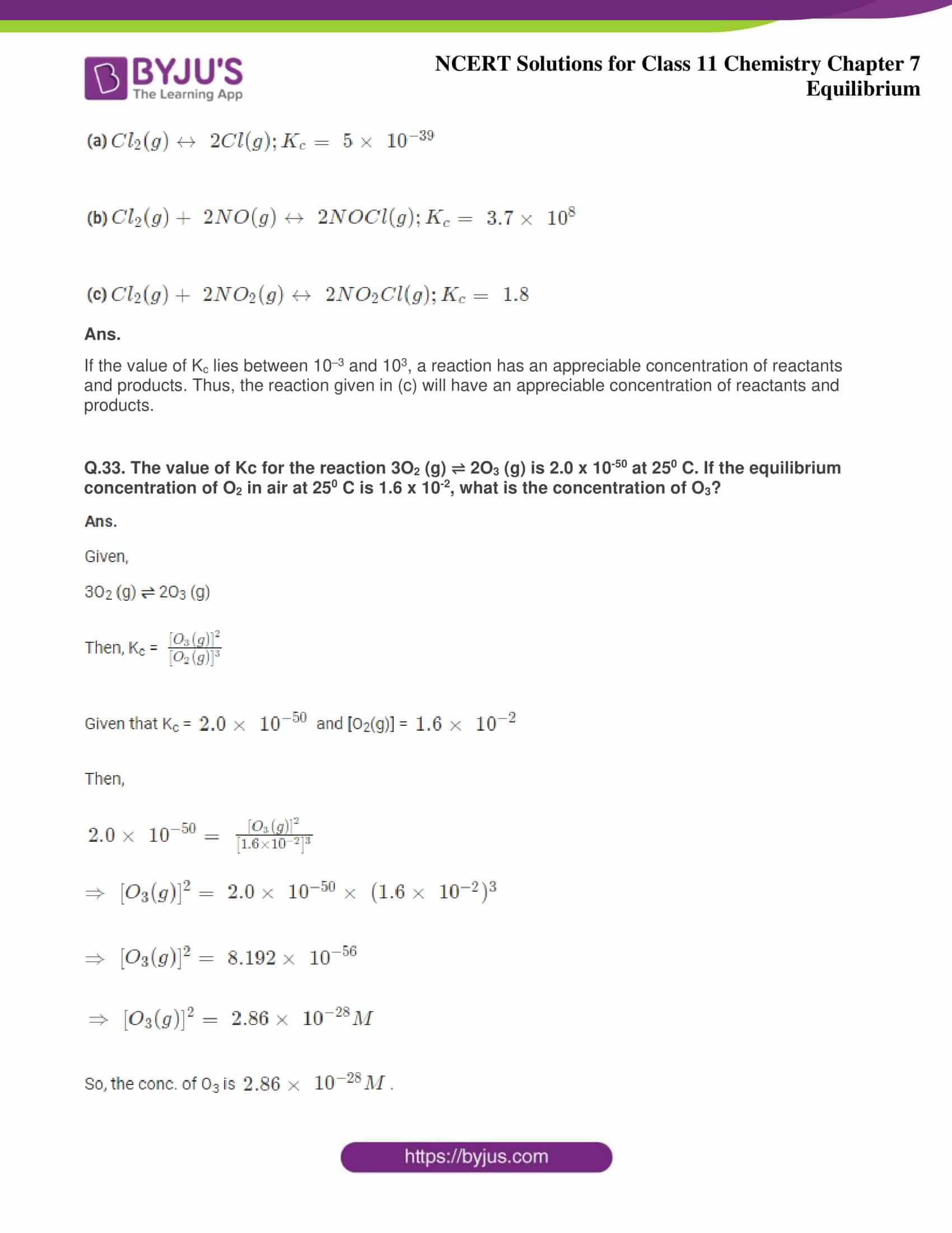 NCERT Solutions for Class 11 Chemistry Chapter 7 Equilibrium