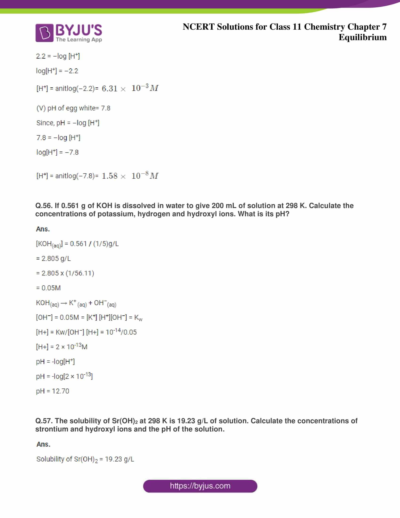 NCERT Solutions for Class 11 Chemistry Chapter 7 Equilibrium