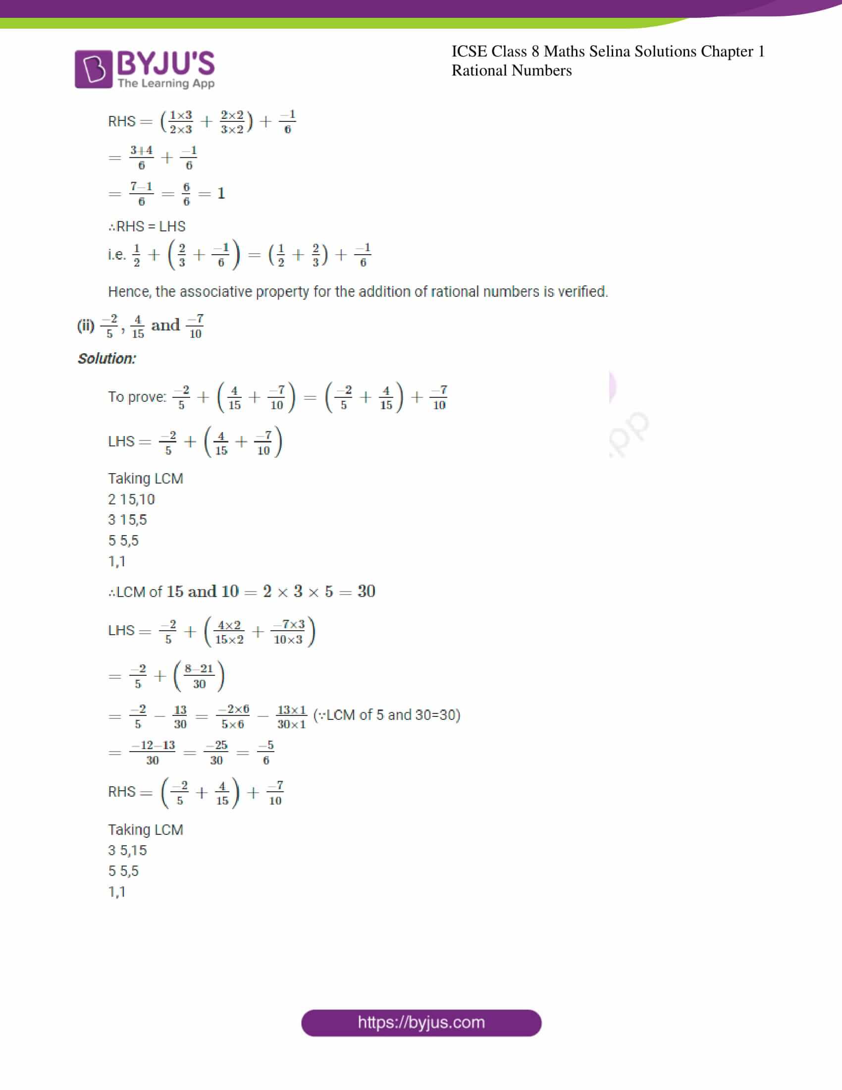 Selina Solutions Class 8 Concise Maths Chapter 1 Rational Numbers Selina Solutions Class 8 Concise Maths Chapter 1 Rational Numbers