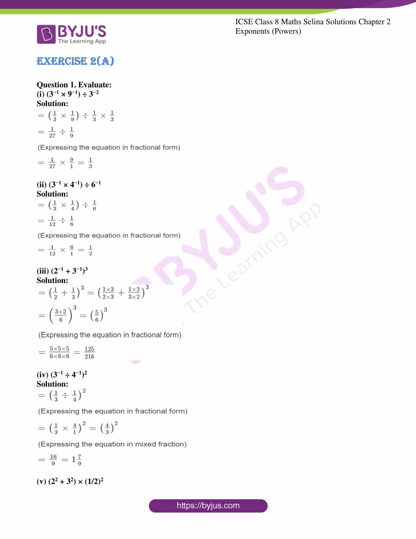 Selina Solutions Class 8 Concise Maths Chapter 2 Exponents Powers Selina Solutions Class 8 Concise Maths Chapter 2 Exponents Powers