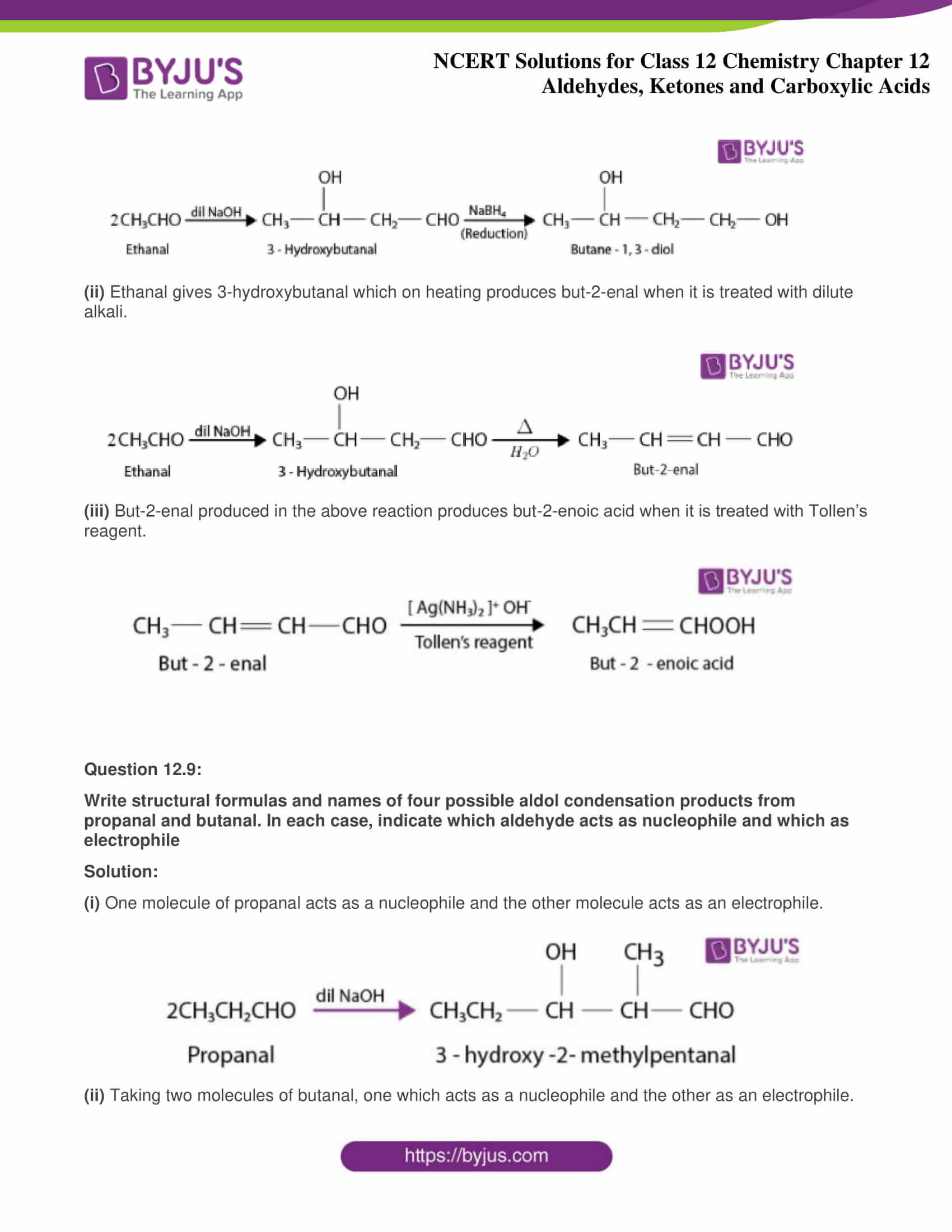NCERT Solutions for Class 12 Chemistry Chapter 12 Aldehydes, Ketones and Carboxylic Acids
