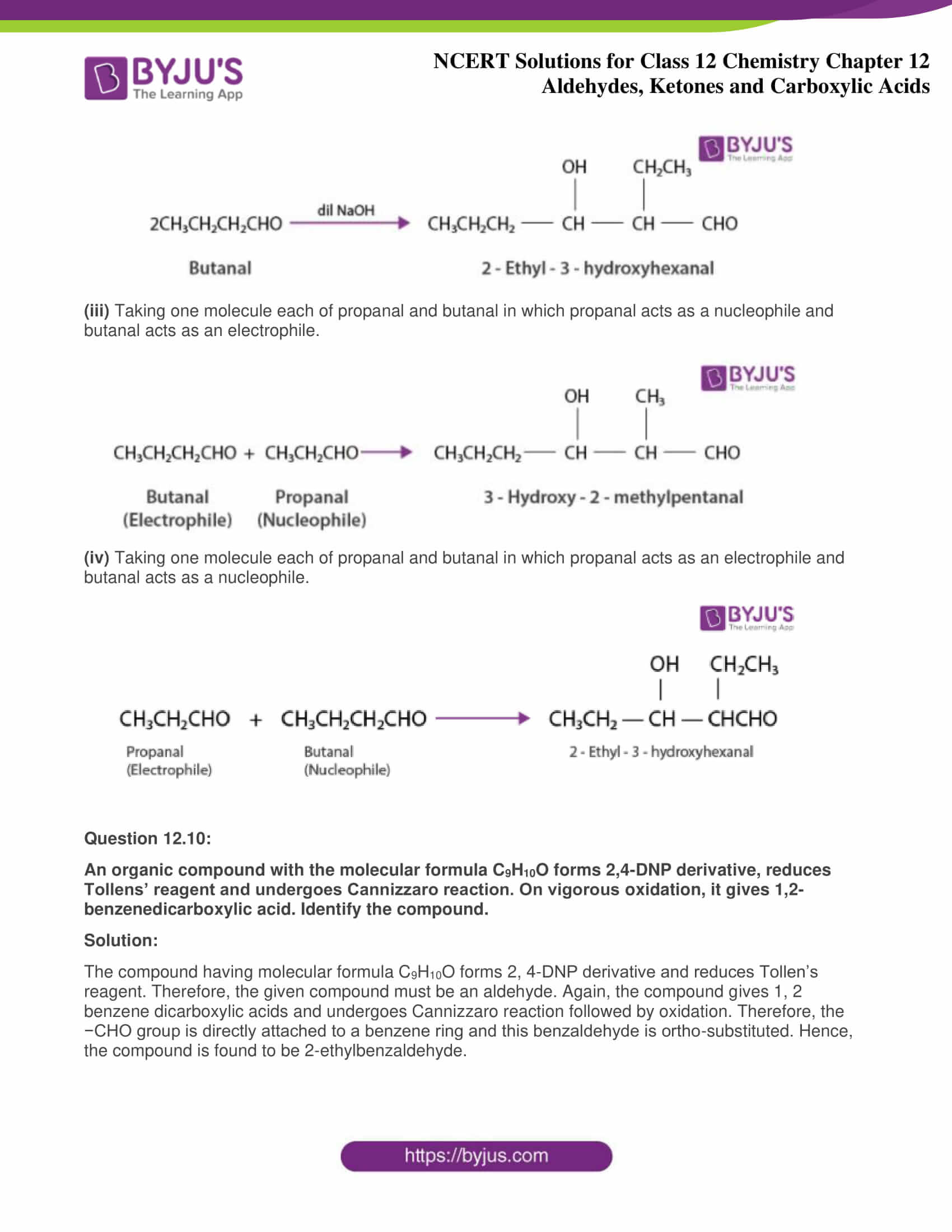 NCERT Solutions for Class 12 Chemistry Chapter 12 Aldehydes, Ketones and Carboxylic Acids