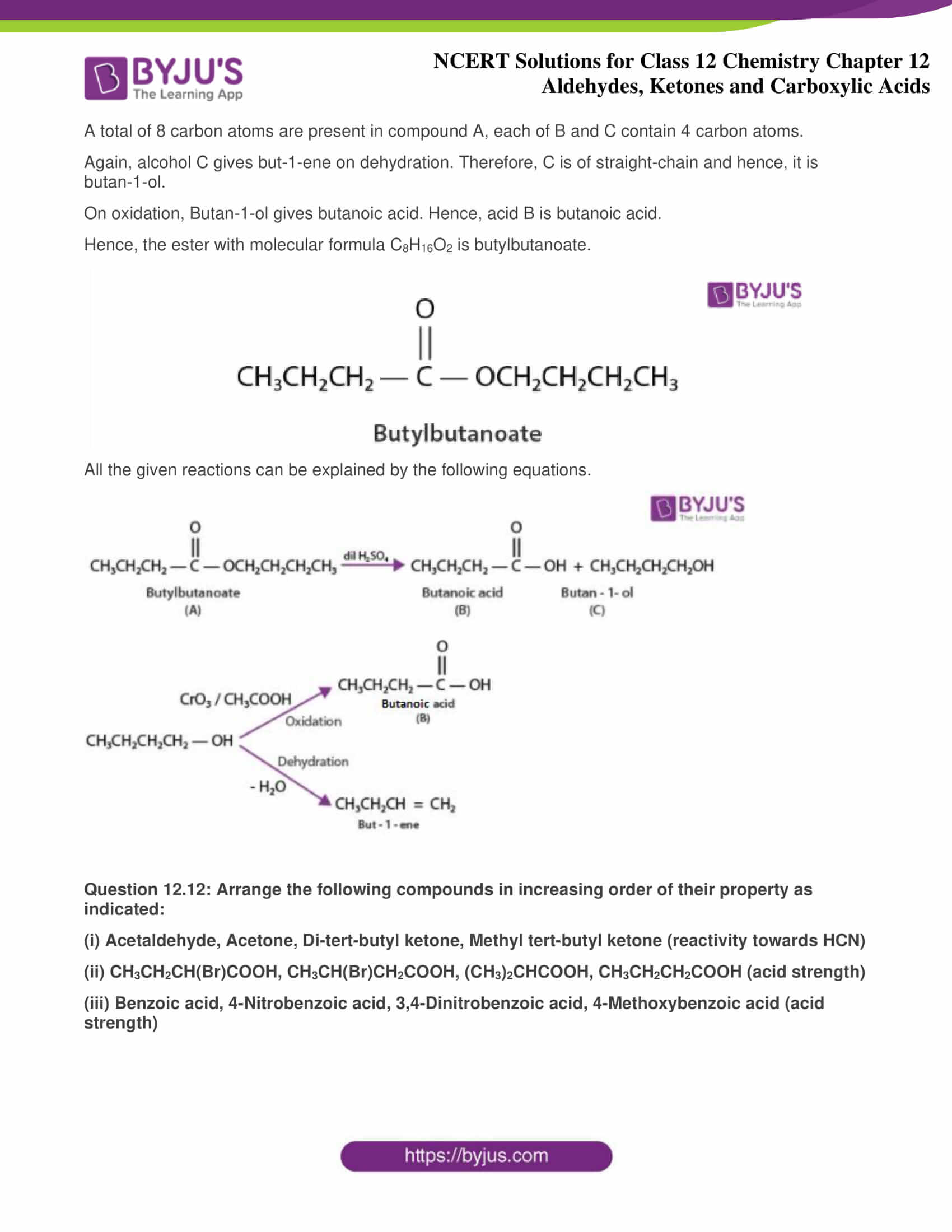 NCERT Solutions for Class 12 Chemistry Chapter 12 Aldehydes, Ketones and Carboxylic Acids