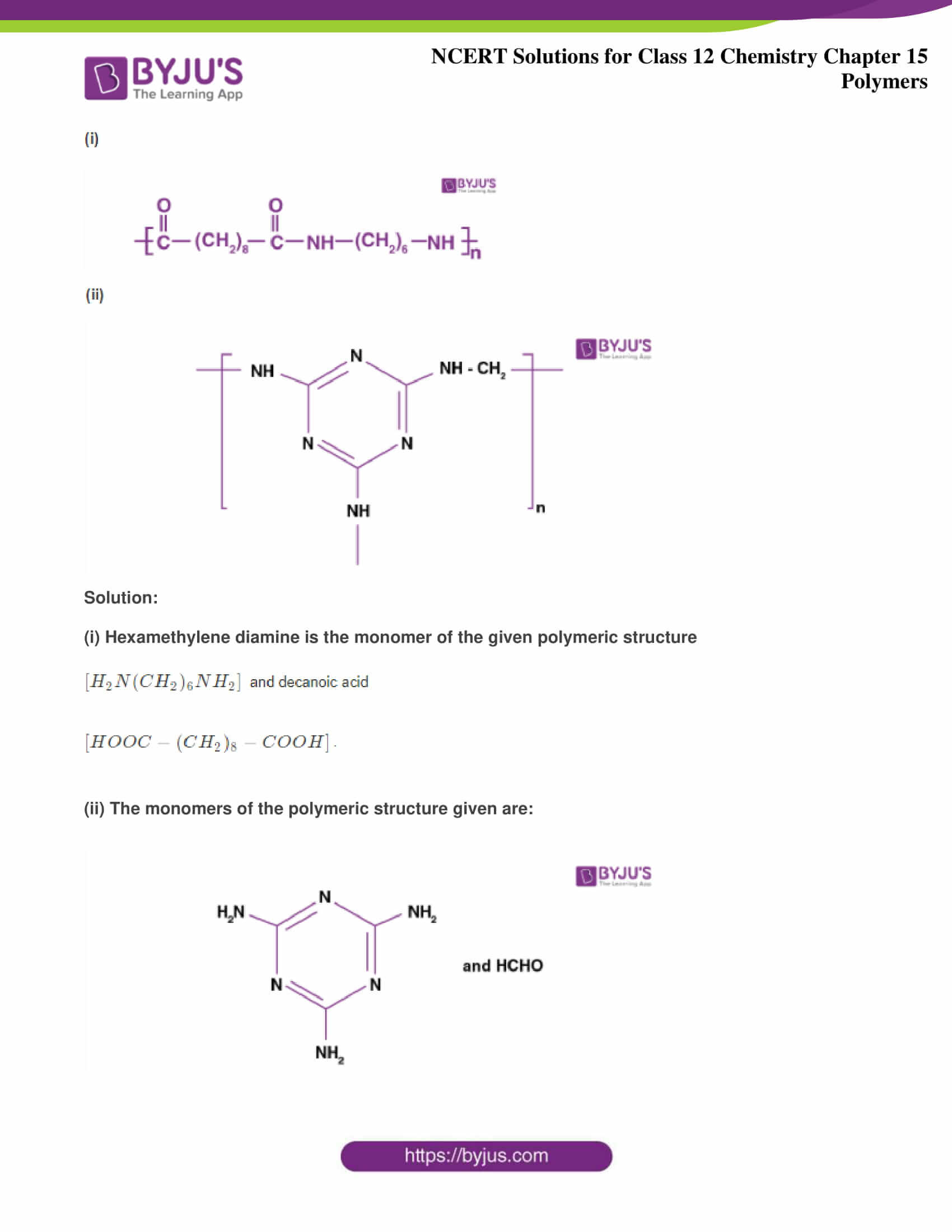 NCERT Solutions for Class 12 Chemistry Chapter 15 Polymers