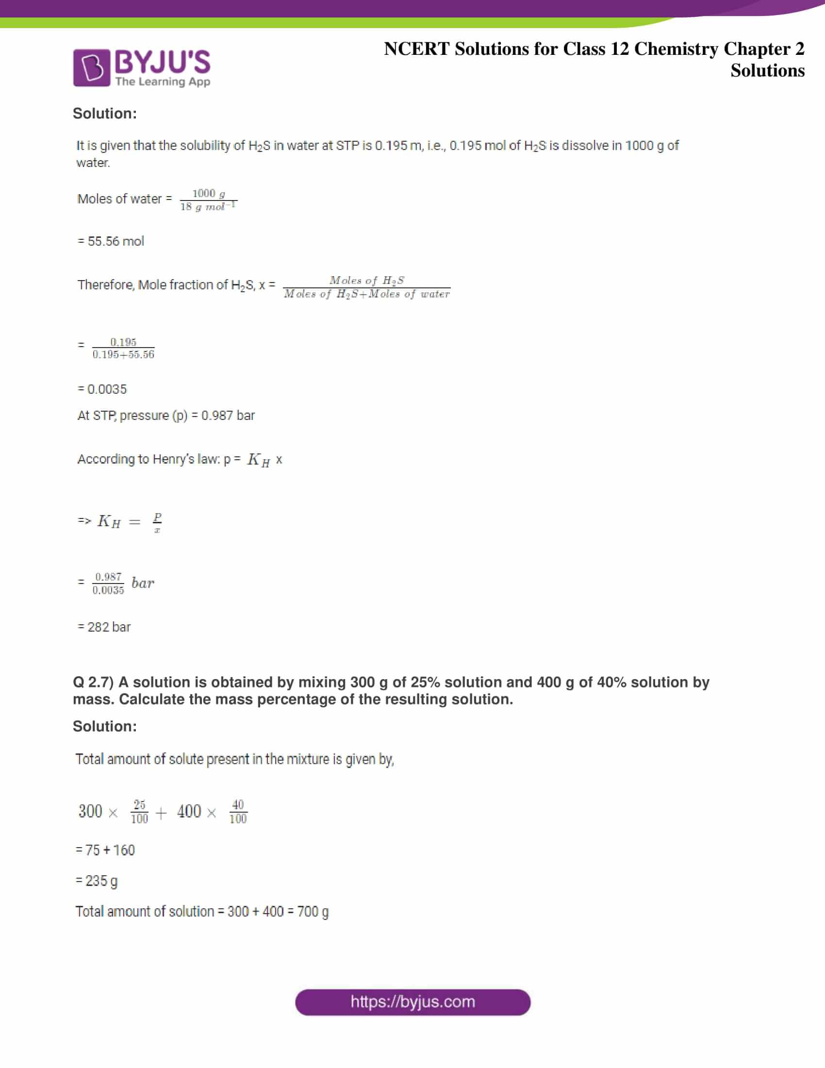 NCERT Solutions for Class 12 Chemistry Chapter 2 Solutions