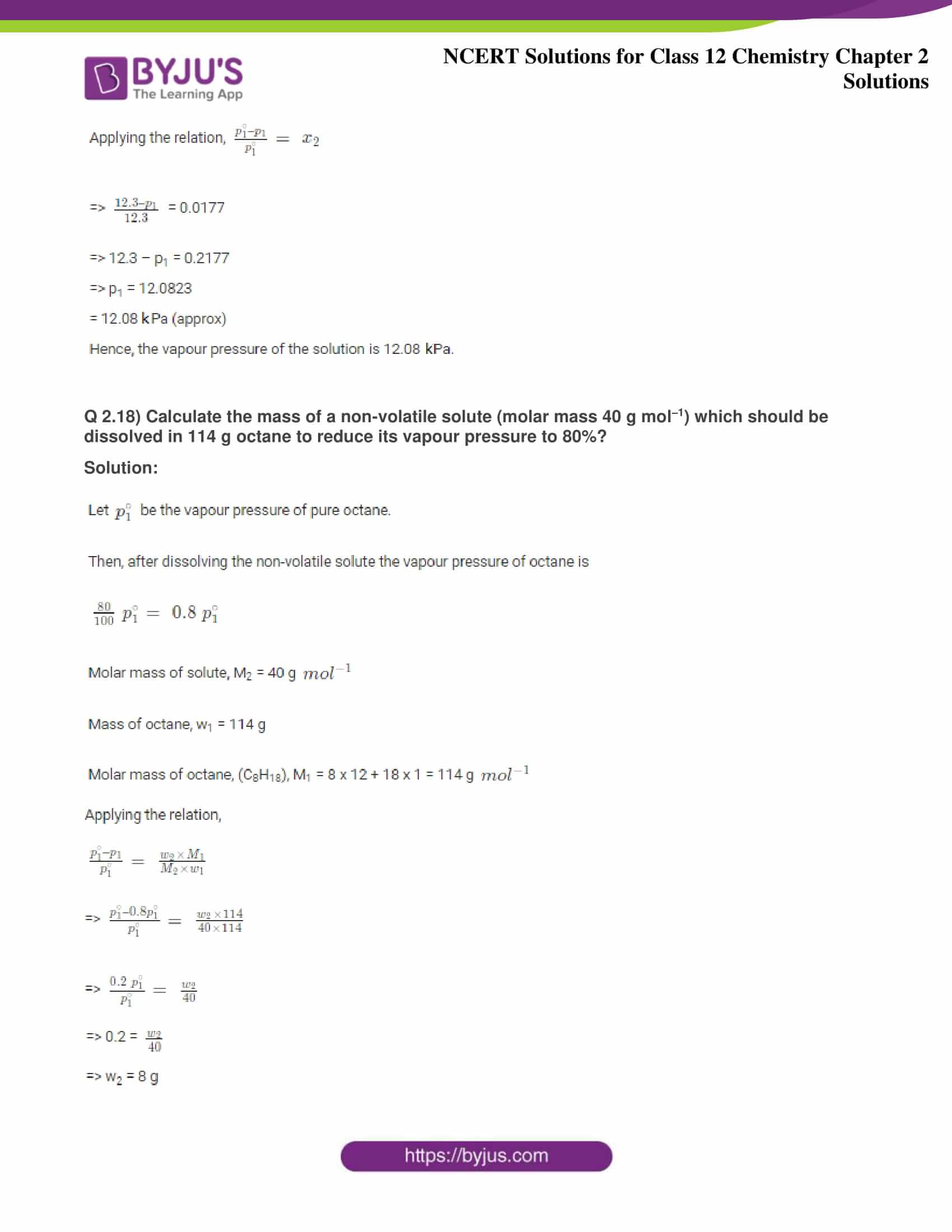 NCERT Solutions for Class 12 Chemistry Chapter 2 Solutions