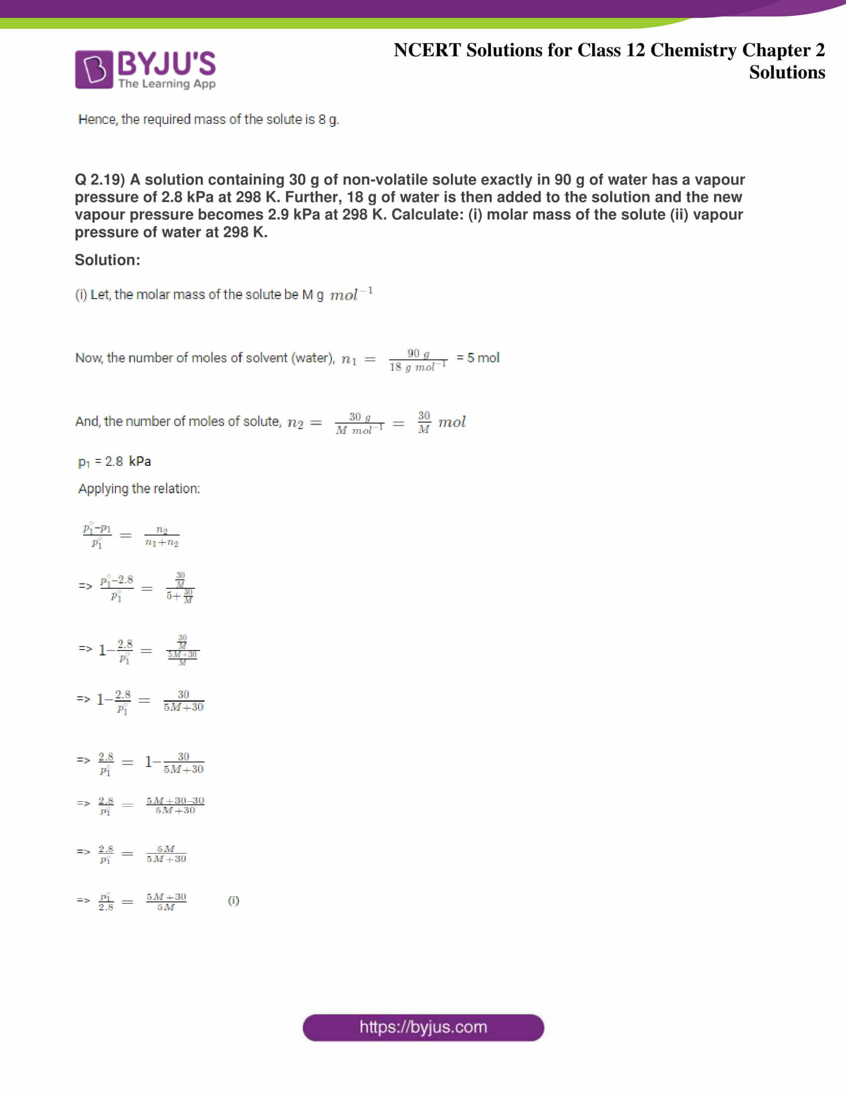 NCERT Solutions for Class 12 Chemistry Chapter 2 Solutions