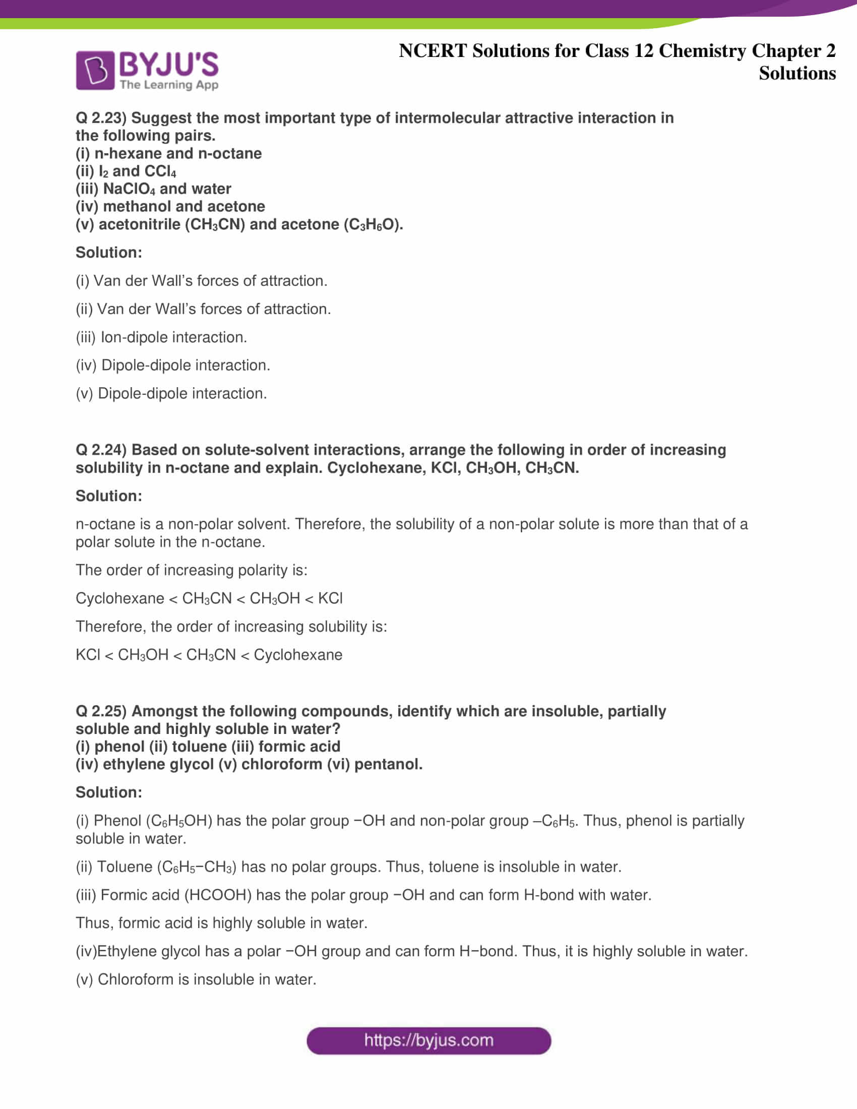 NCERT Solutions for Class 12 Chemistry Chapter 2 Solutions