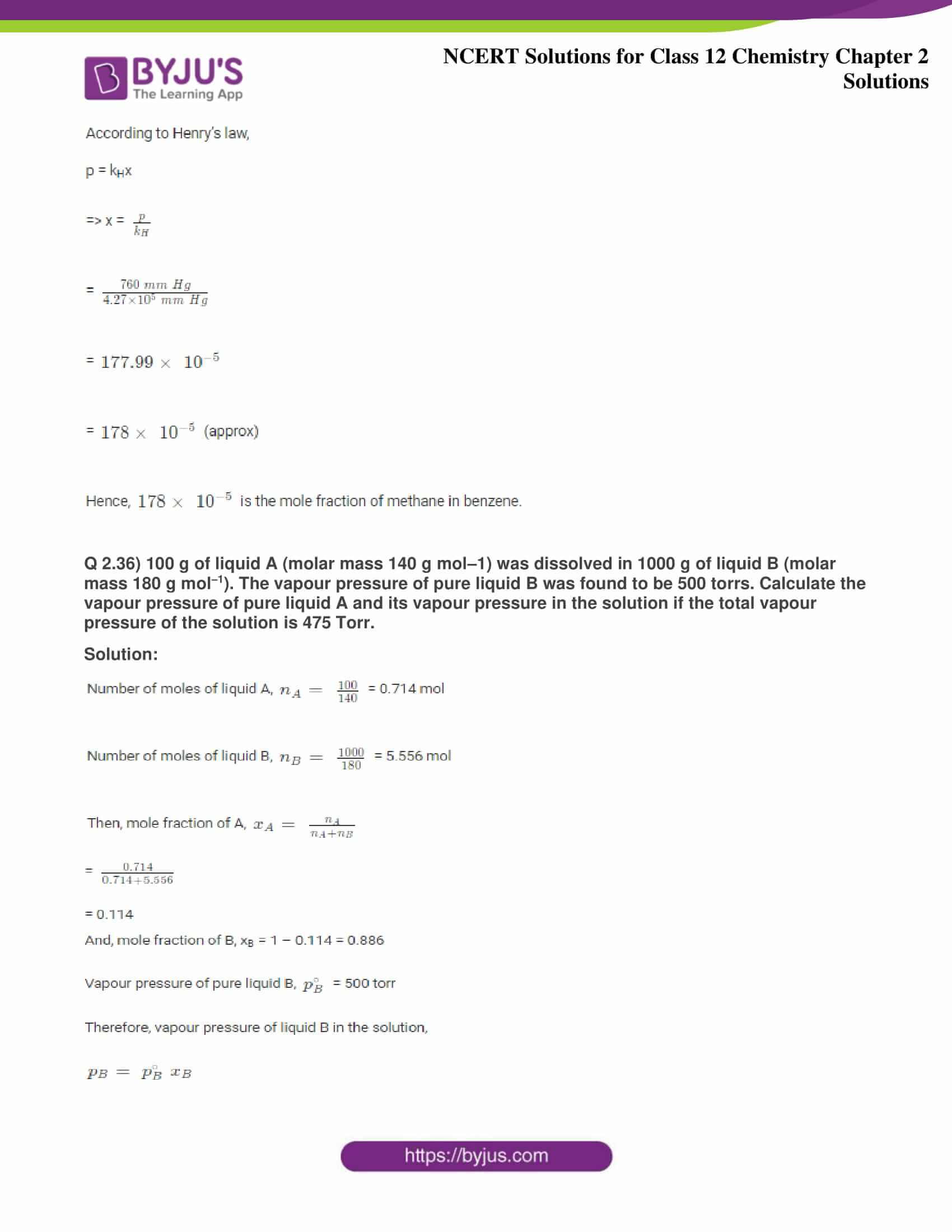 NCERT Solutions for Class 12 Chemistry Chapter 2 Solutions