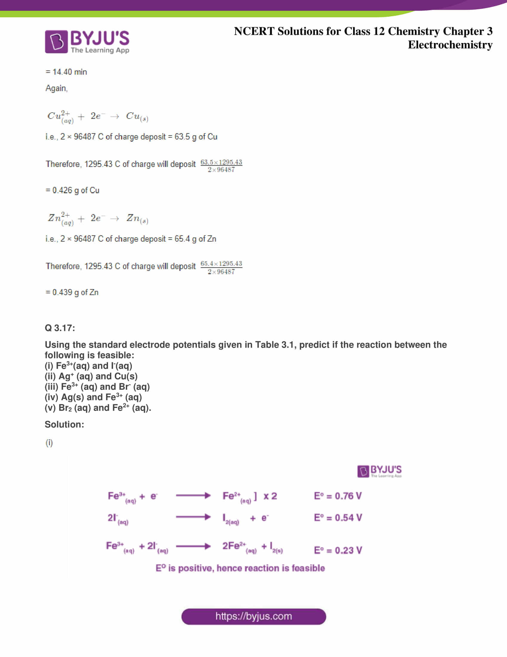 NCERT Solutions for Class 12 Chemistry Chapter 3 Electrochemistry
